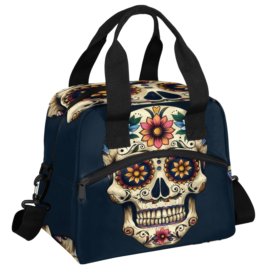 Herdesigns Day Of The Dead Skull With Floral Insulated Lunch Bag for ...