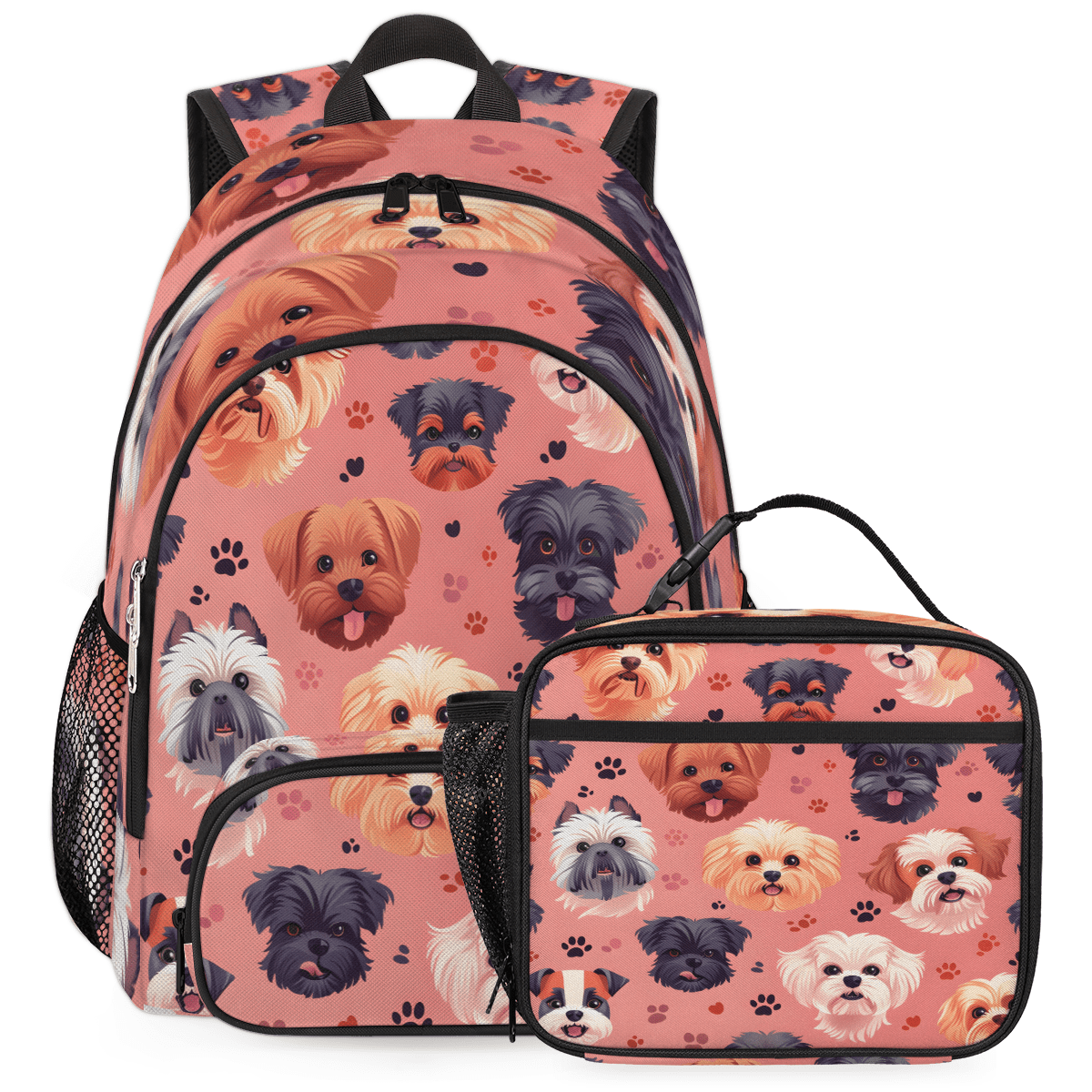 Herdesigns Dogs Backpack with Lunch Box Cute Lightweight Large Travel ...