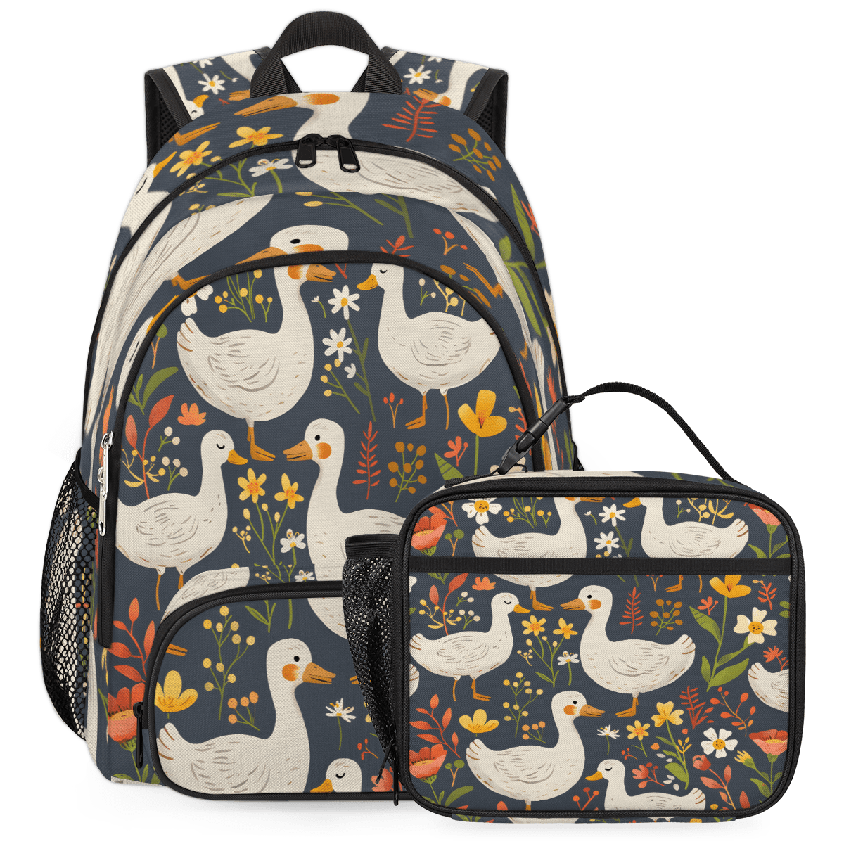 Herdesigns Ducks Flower Backpack with Lunch Box Duck Cartoon ...
