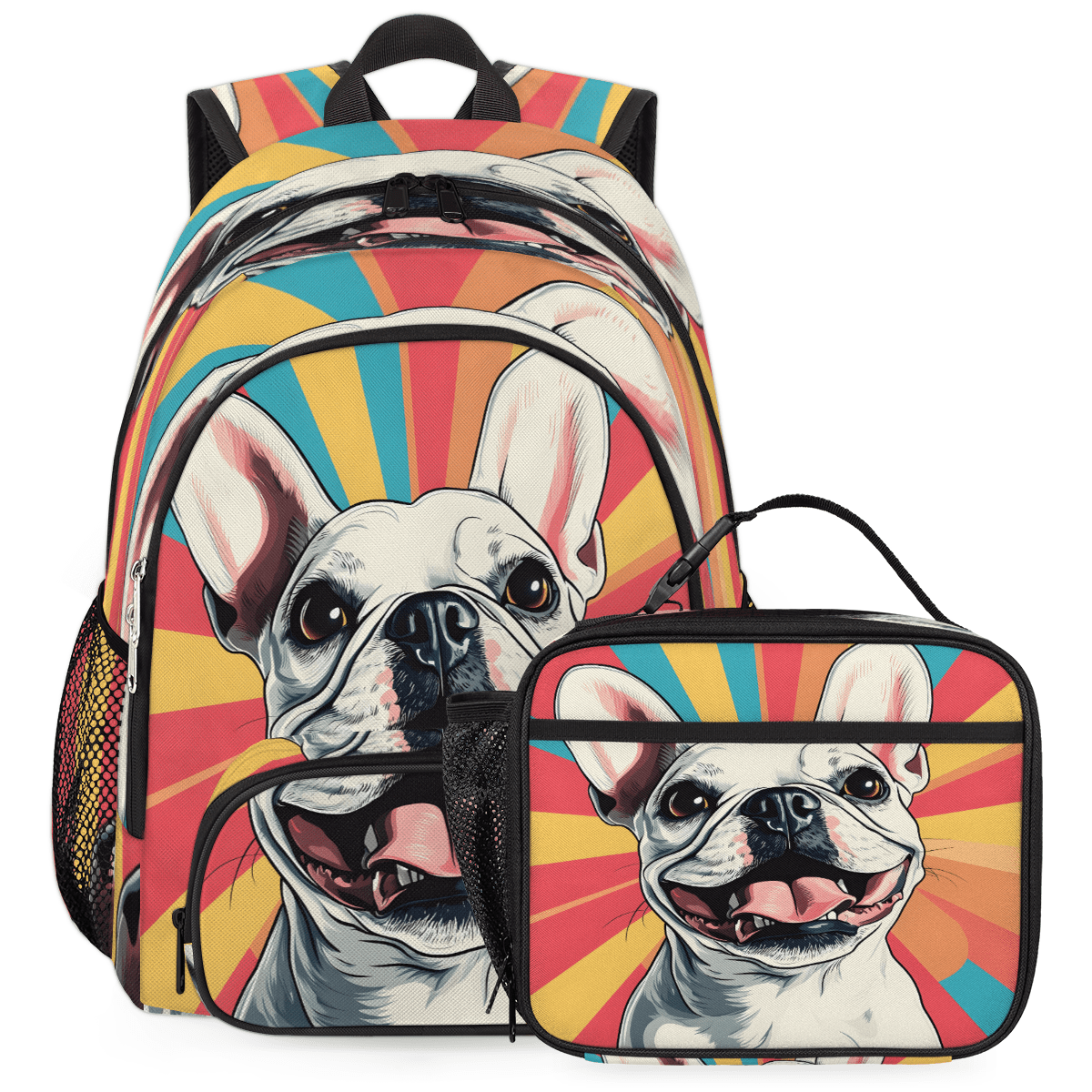 Herdesigns English Bulldog Dog Large Backpack Set with Lunch Box ...
