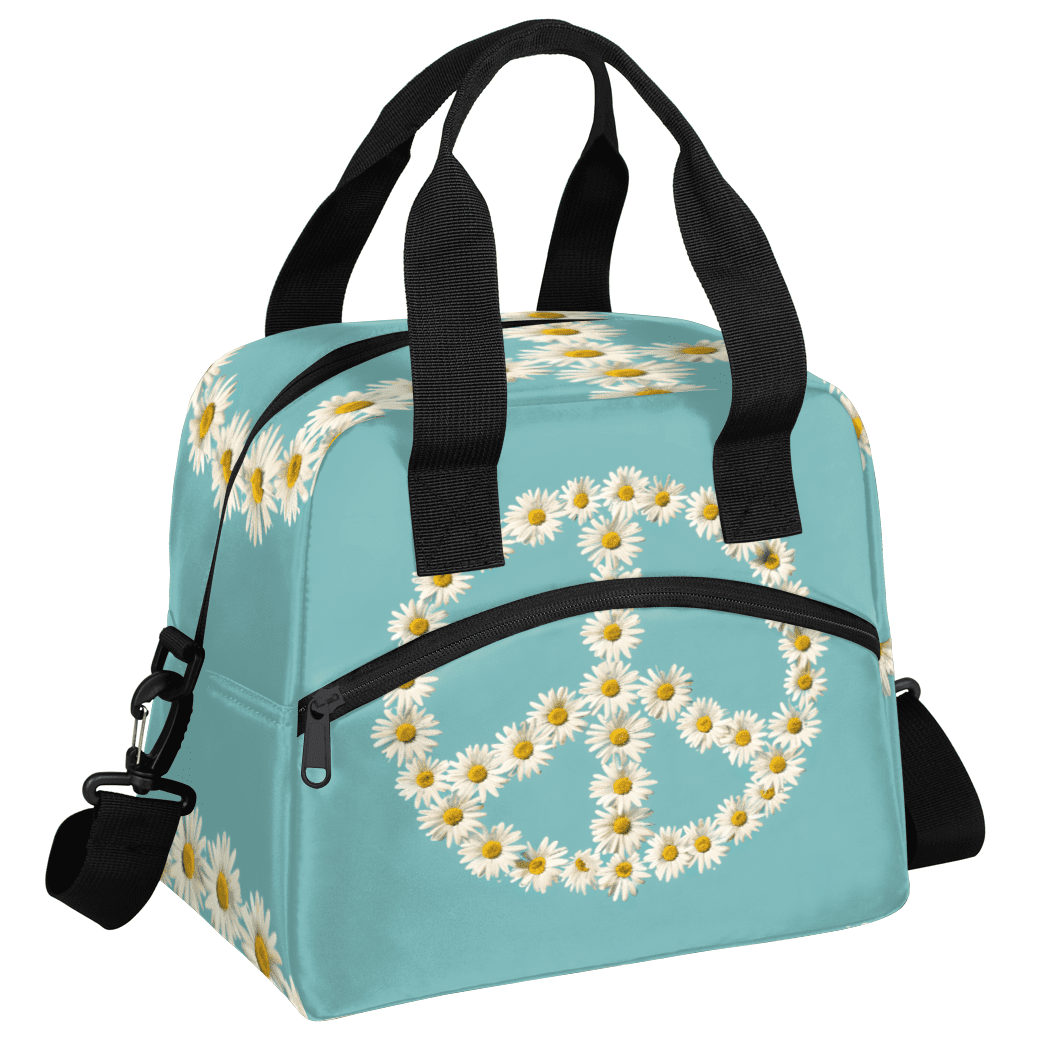 Herdesigns Floral Peace Sign Insulated Lunch Bag for Women Men Adults ...