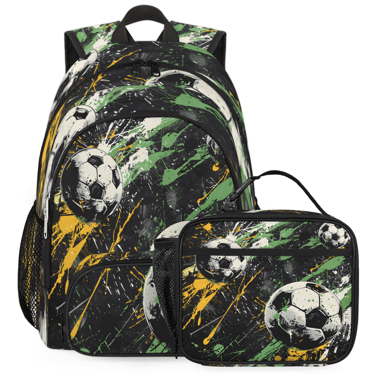 Herdesigns Football Backpack with Lunch Box Graffiti Lightweight Large ...