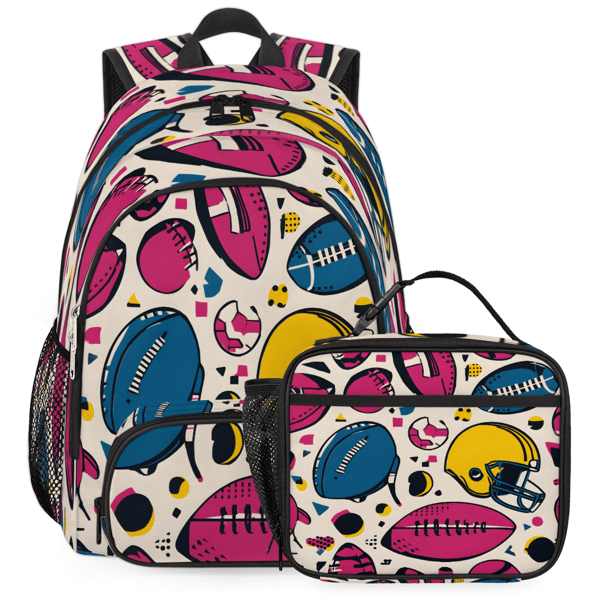 Herdesigns Football Backpack with Lunch Box Rugby Sports Lightweight ...