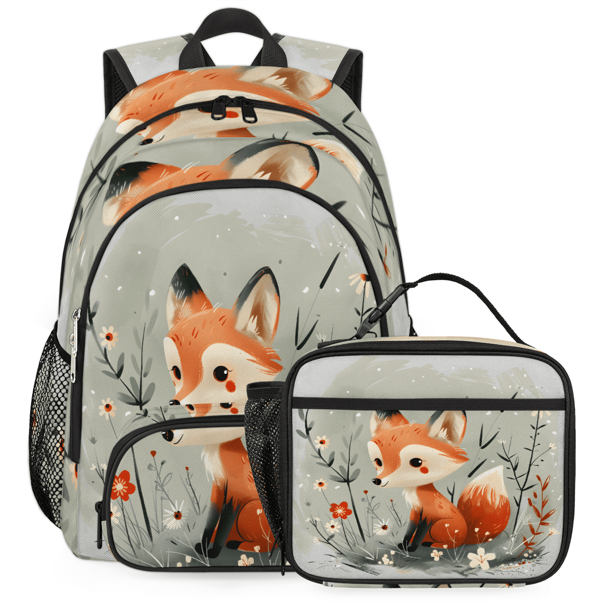 Herdesigns Fox Backpack with Lunch Box Animals Lightweight Large Travel ...