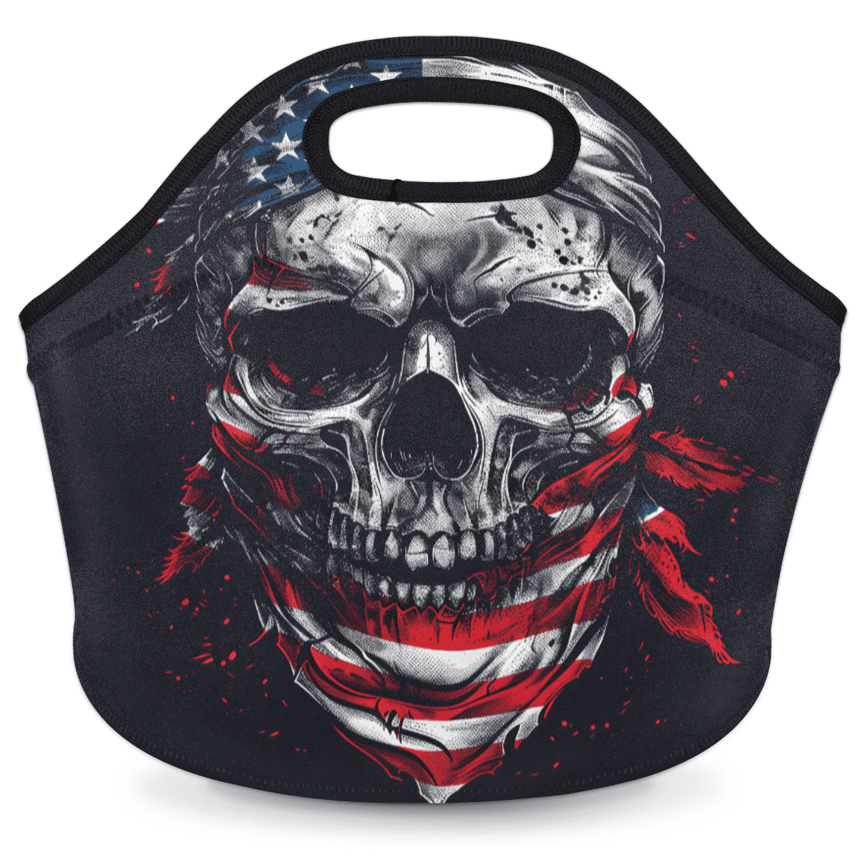 Herdesigns Funny Skull Skeleton Neoprene Lunch Bag, American Flag ...