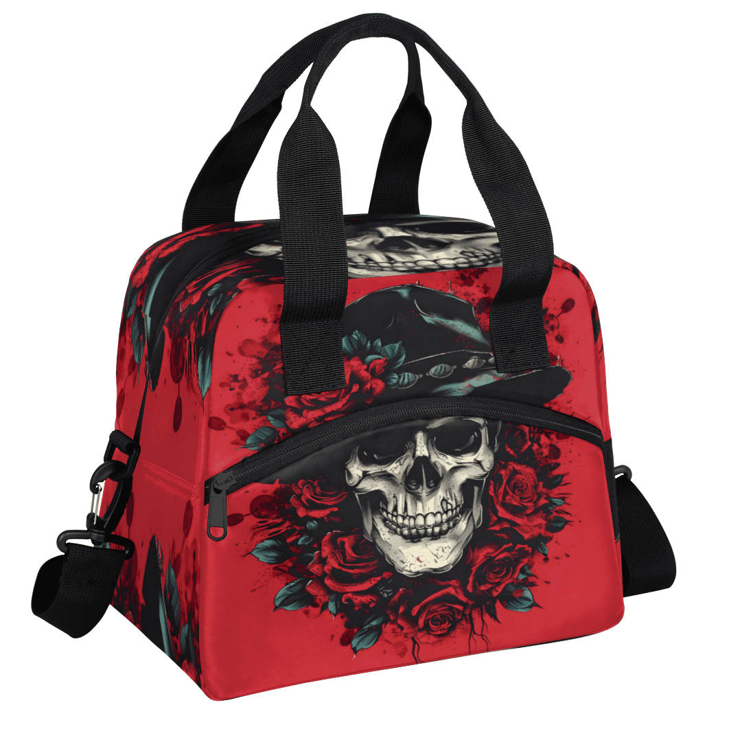 Herdesigns Gothic Skull Skeleton Insulated Lunch Bag for Women Men ...