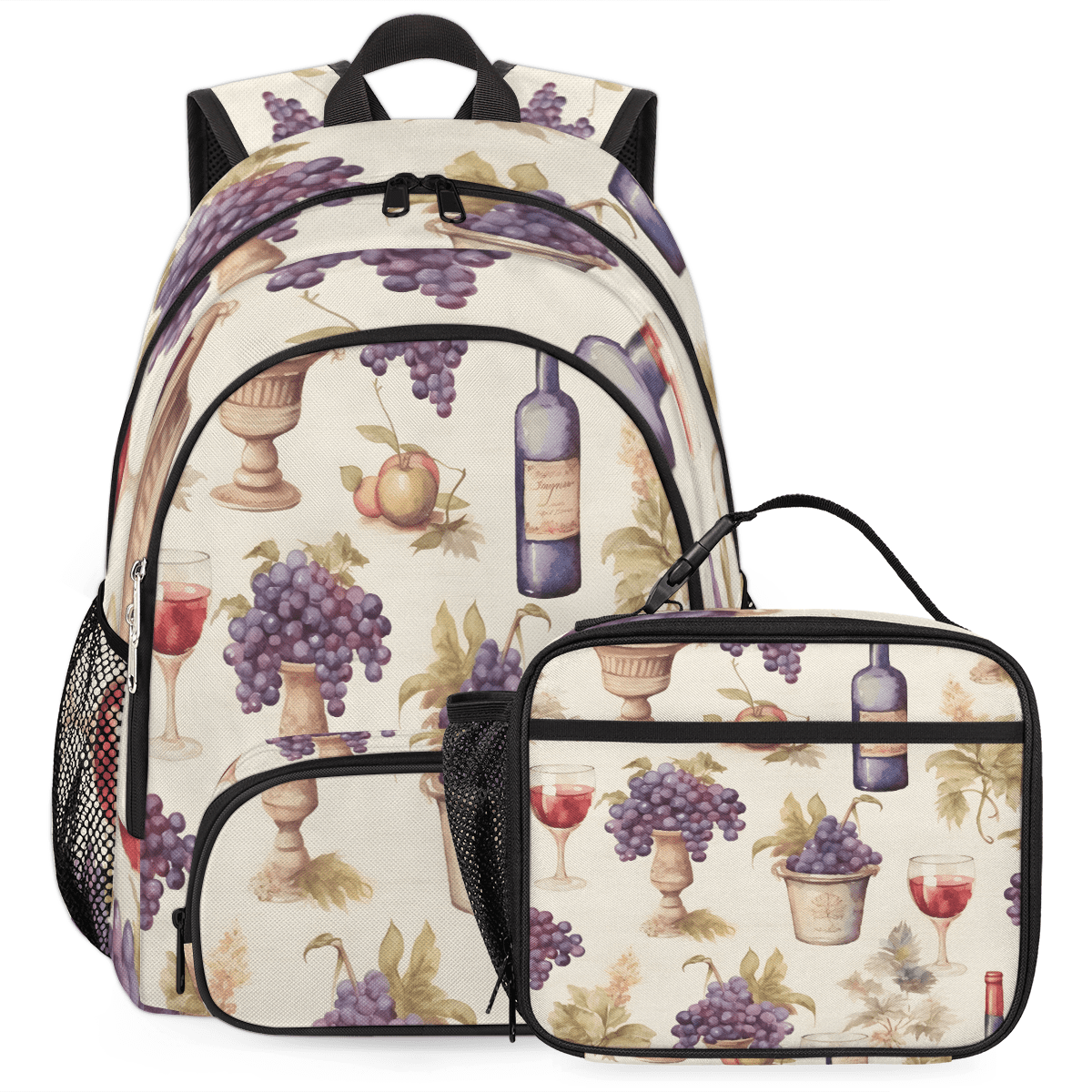 Herdesigns Grape Wine Backpack with Lunch Box Wine Lightweight Large ...
