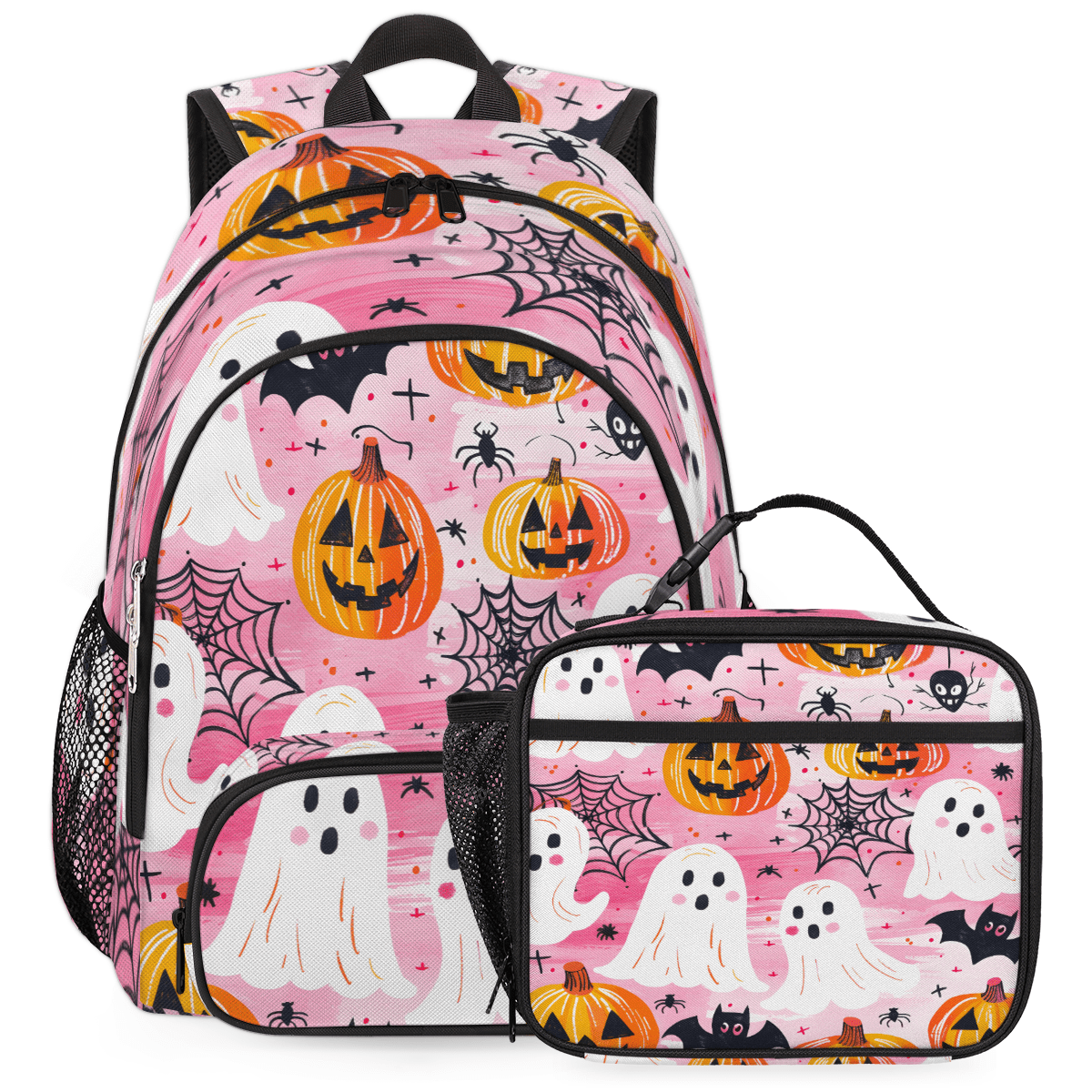 Herdesigns Halloween Backpack with Lunch Box Ghost Pumpkin Lightweight ...