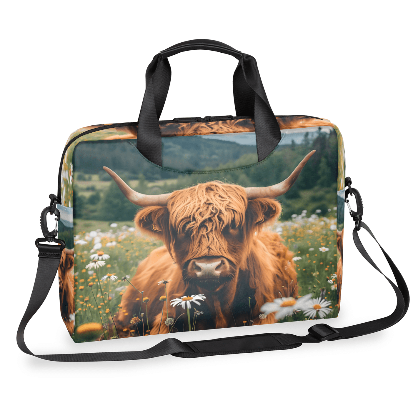 Herdesigns Highland Cow Spring Floral Laptop Bag for Women Men ...