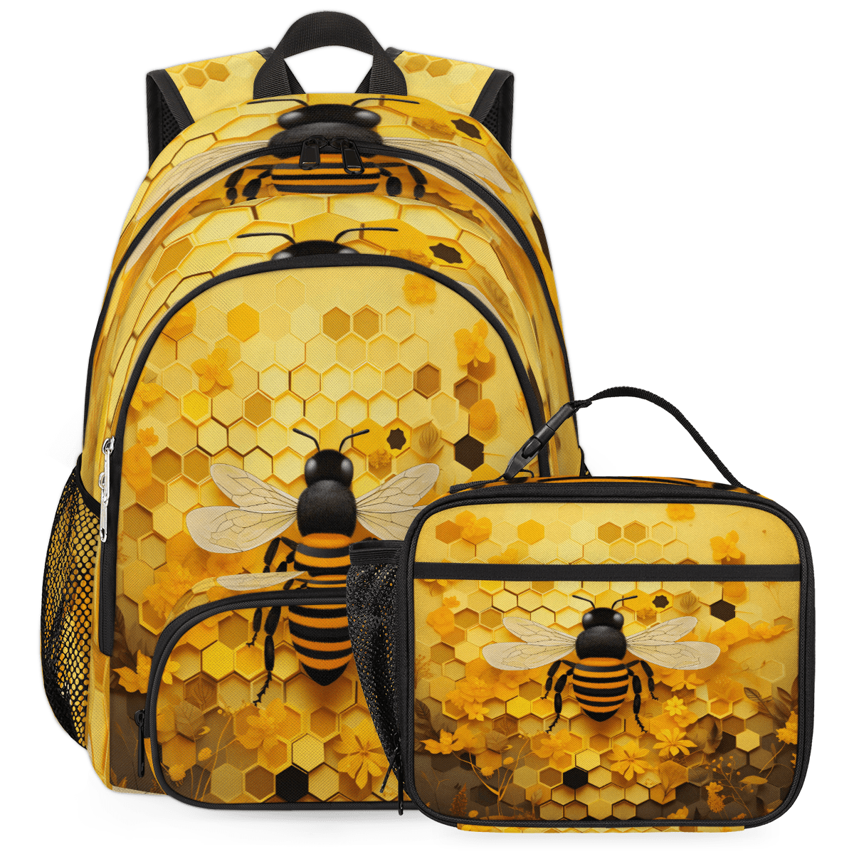 Herdesigns Honeycomb Backpack with Lunch Box Bee Lightweight Large ...