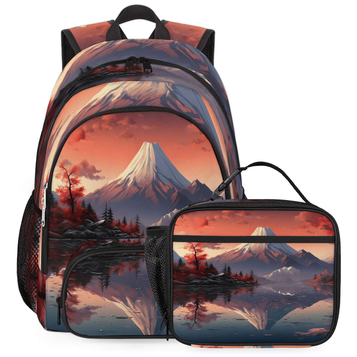 Herdesigns Japanese Art Backpack with Lunch Box Japanese Theme ...