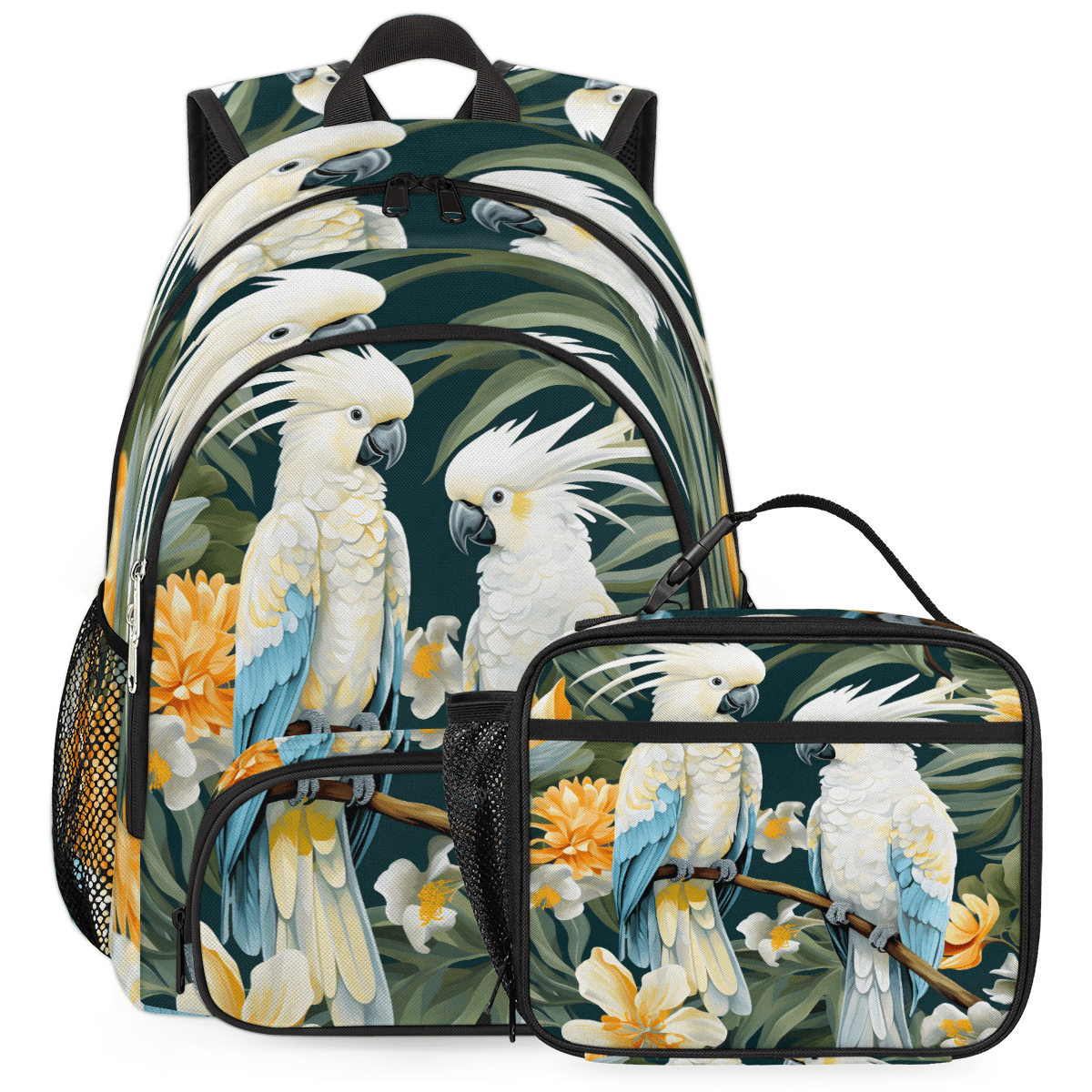 Herdesigns Jungle Birds Backpack with Lunch Box Tropical Bird Forest ...
