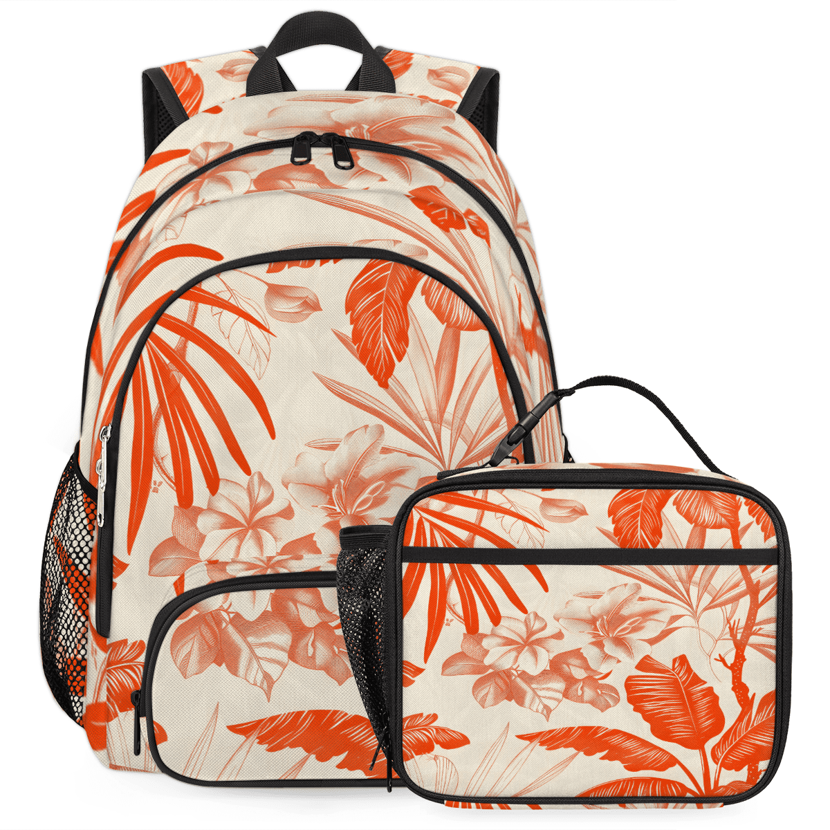 Herdesigns Leaves Leaf Backpack with Lunch Box Orange Lightweight Large ...