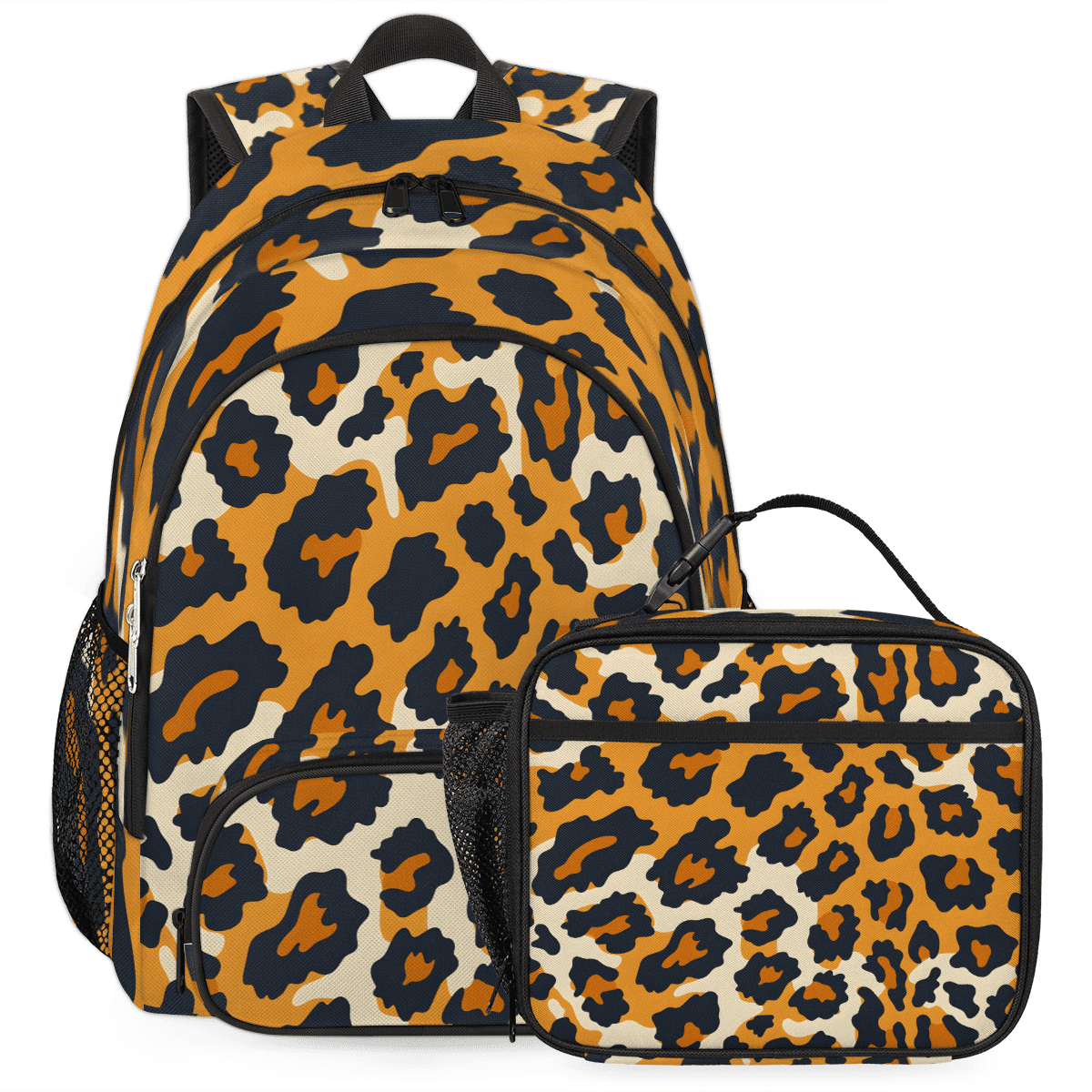 Herdesigns Leopard Print Backpack with Lunch Box Cheetah Skin Pattern ...