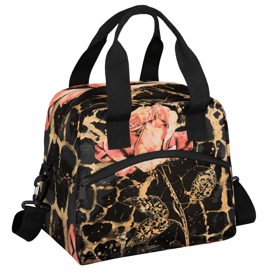 Herdesigns Leopard Print Rose Flower Insulated Lunch Bag for Women Men ...