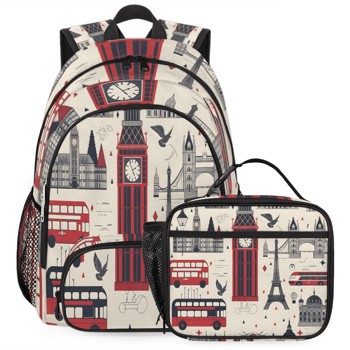 Herdesigns London Backpack with Lunch Box Big Ben England Lightweight ...