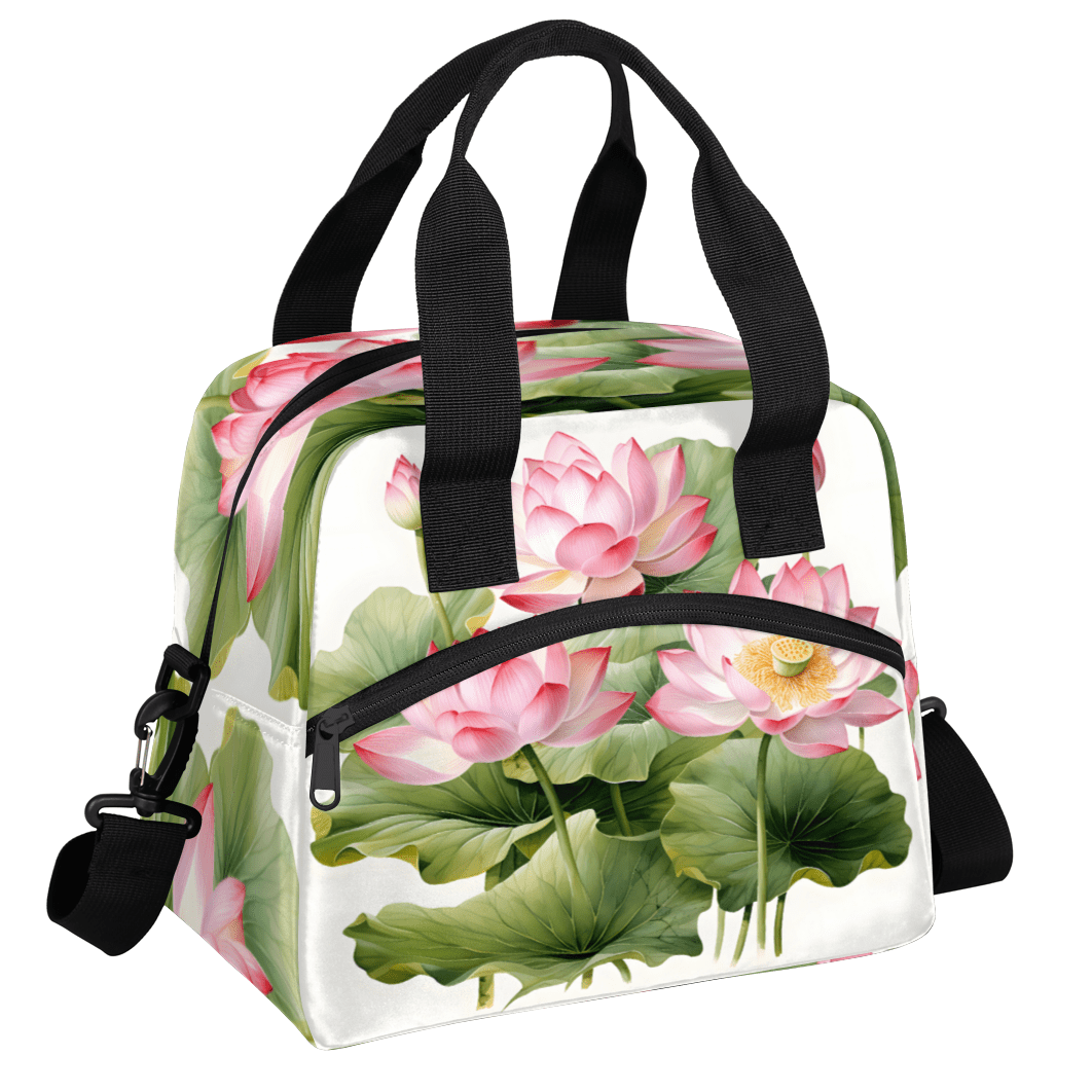 Herdesigns Lotus Flowers Insulated Lunch Bag for Women Men Adults Large ...