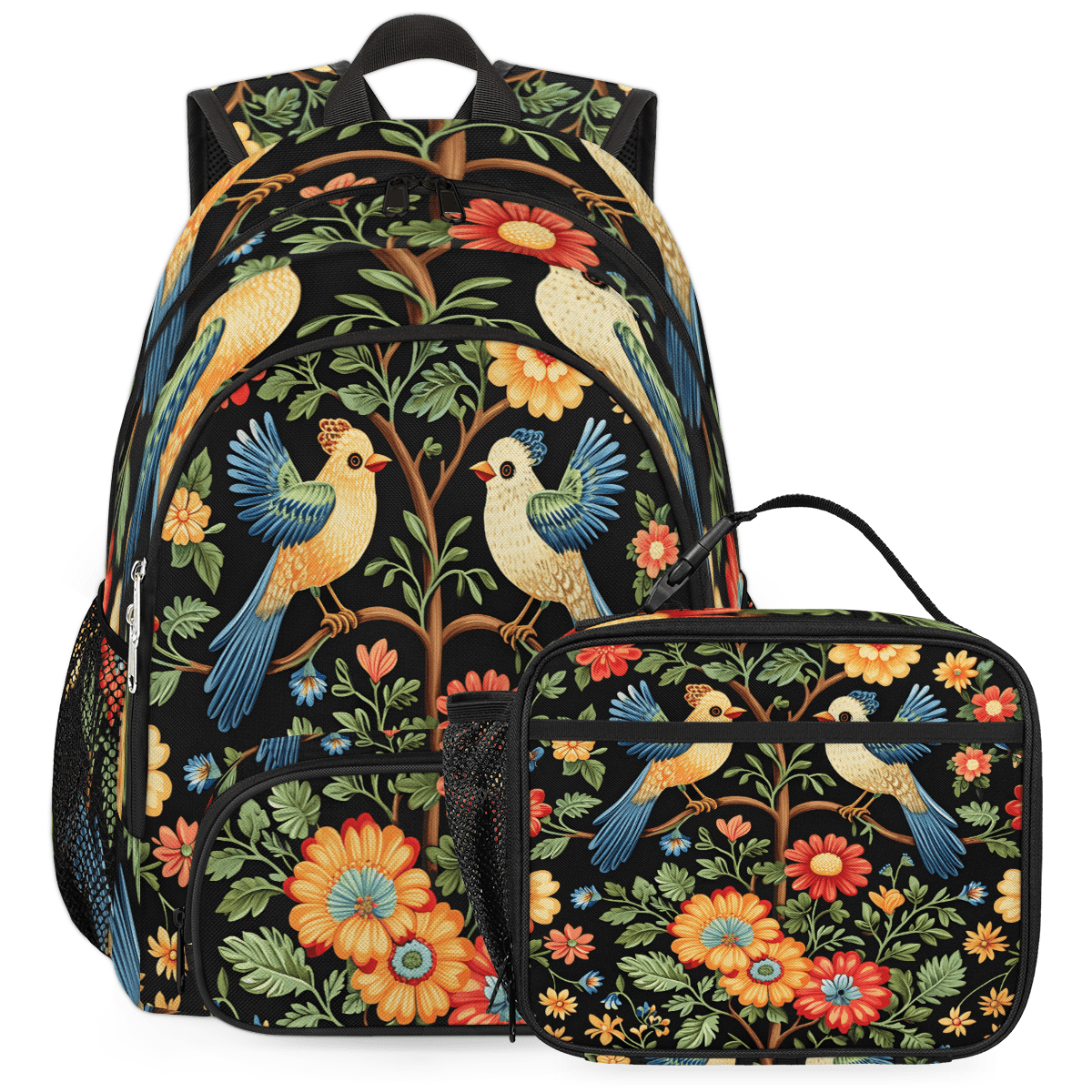 Herdesigns Mexico Floral Backpack with Lunch Box Mexican Bluebird Otomi ...