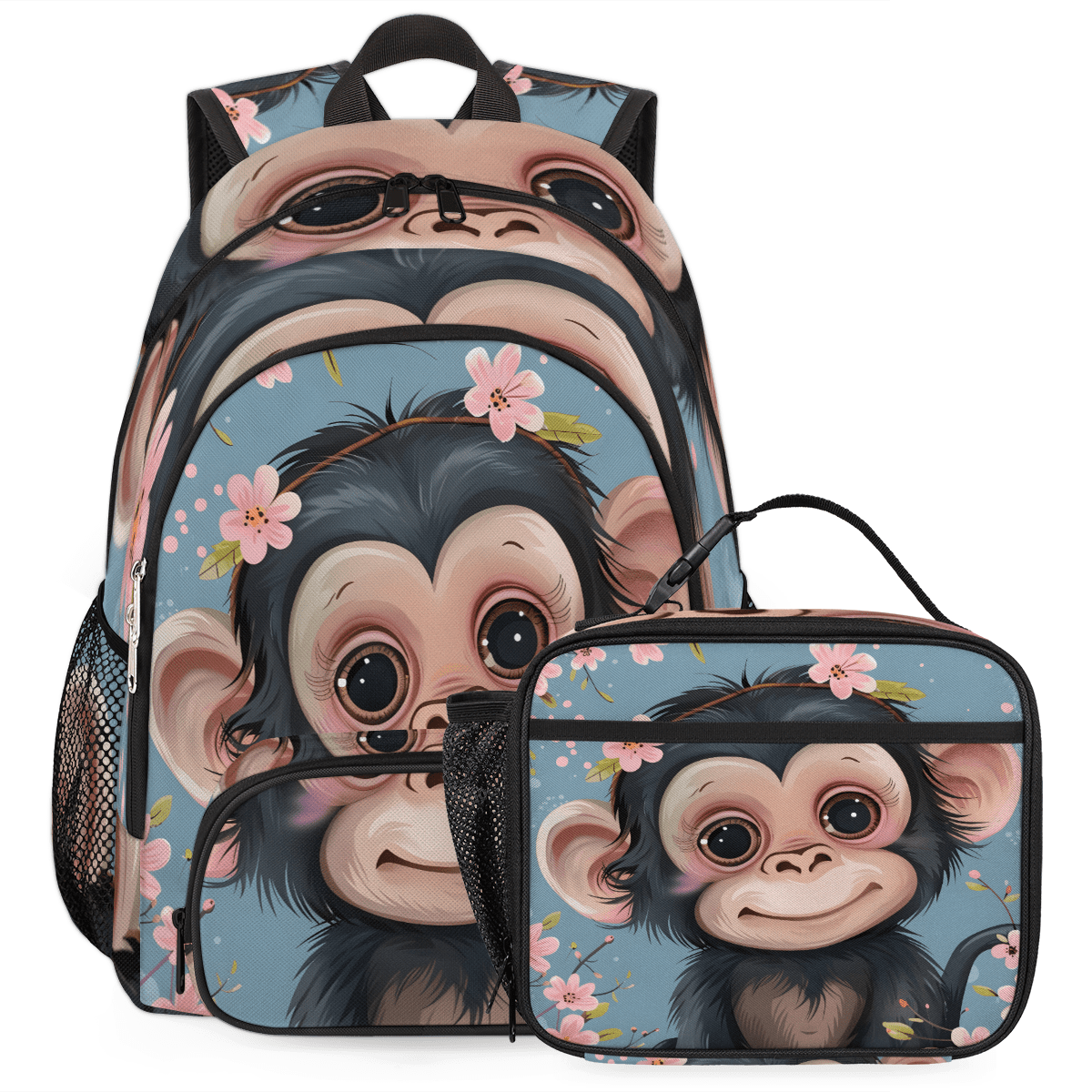 Herdesigns Monkey Backpack with Lunch Box Animals Lightweight Large ...