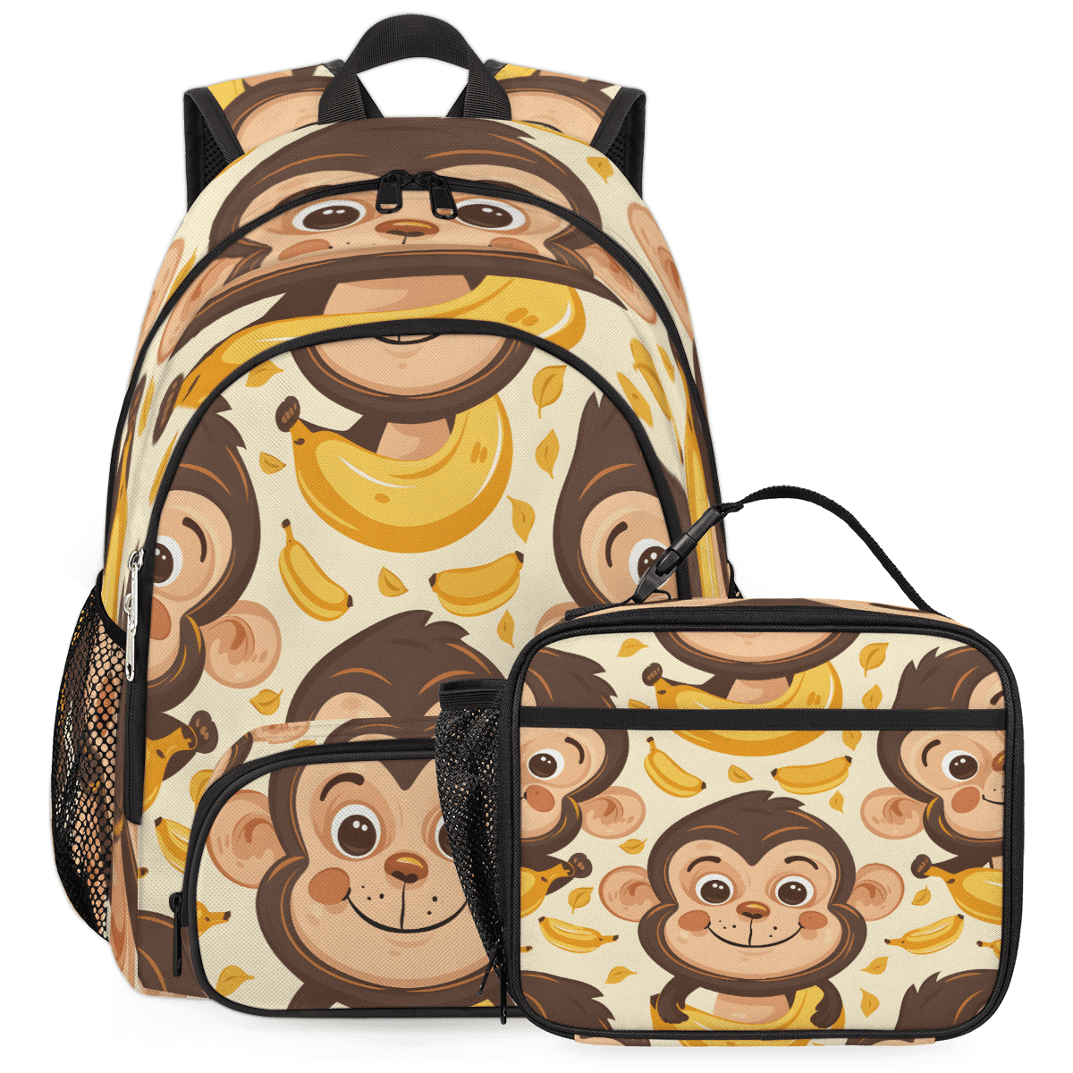 Herdesigns Monkey Backpack with Lunch Box Funny Cartoon Lightweight ...