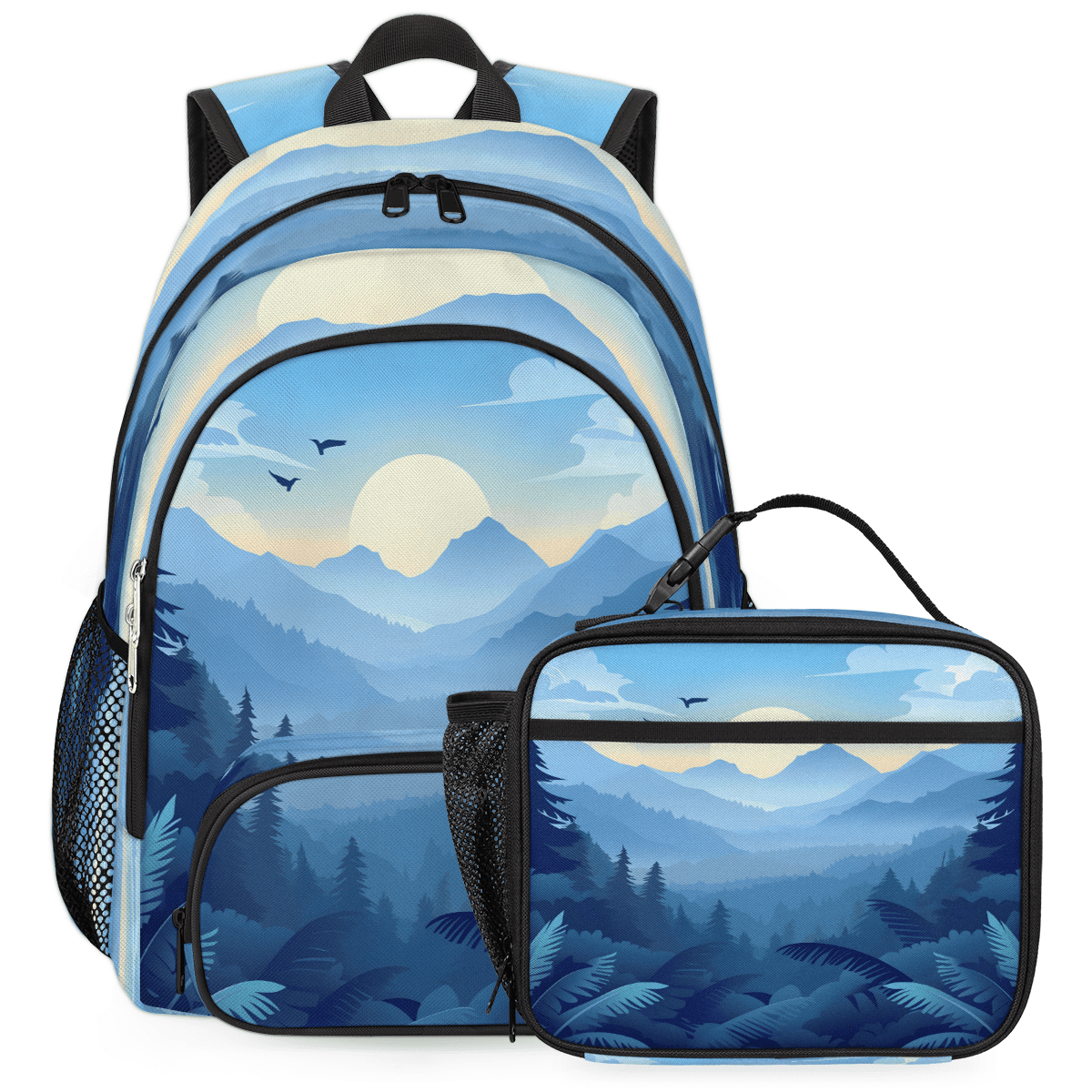 Herdesigns Mountain Forest Backpack with Lunch Box Lightweight Large ...