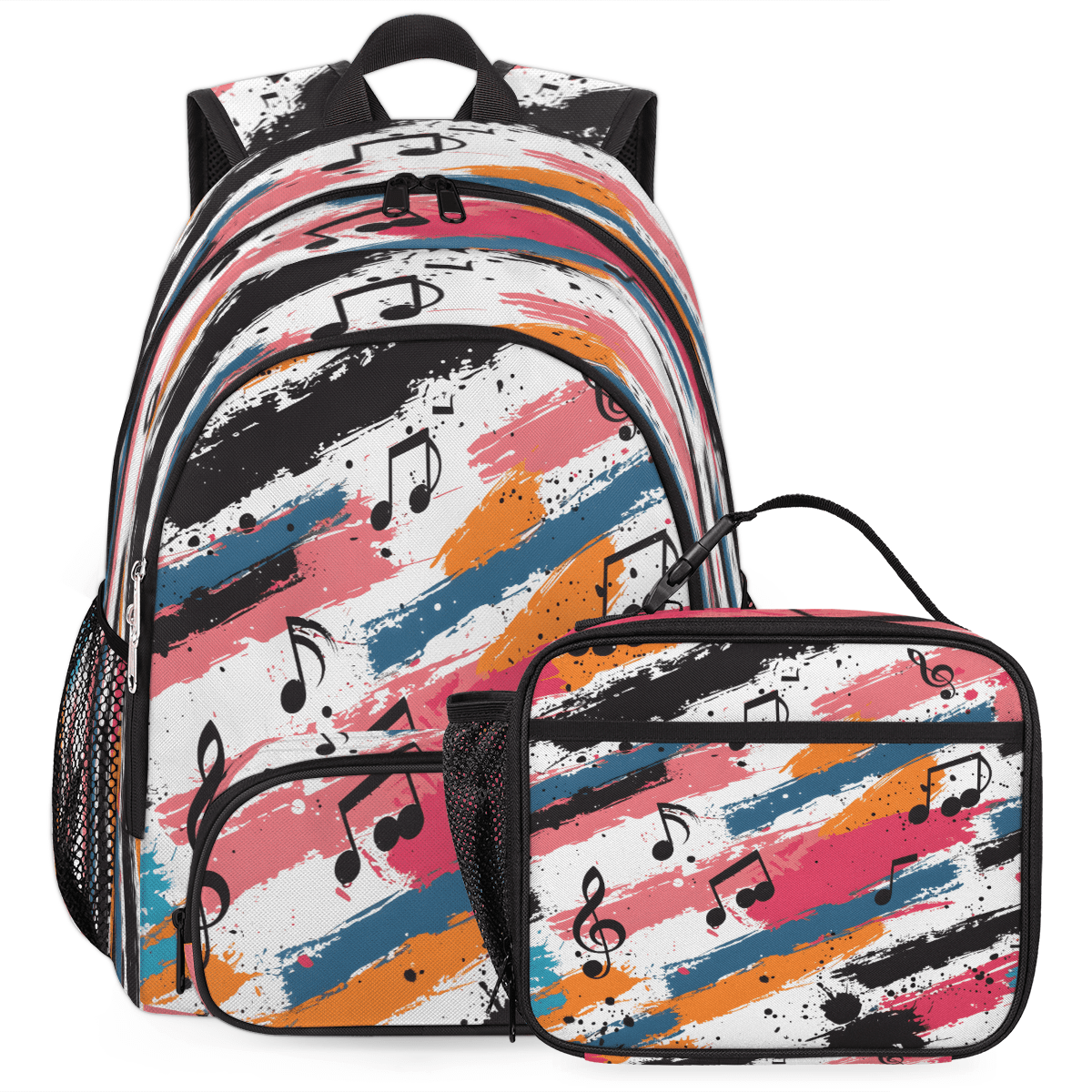 Herdesigns Music Note Backpack with Lunch Box Colorful Graffiti ...
