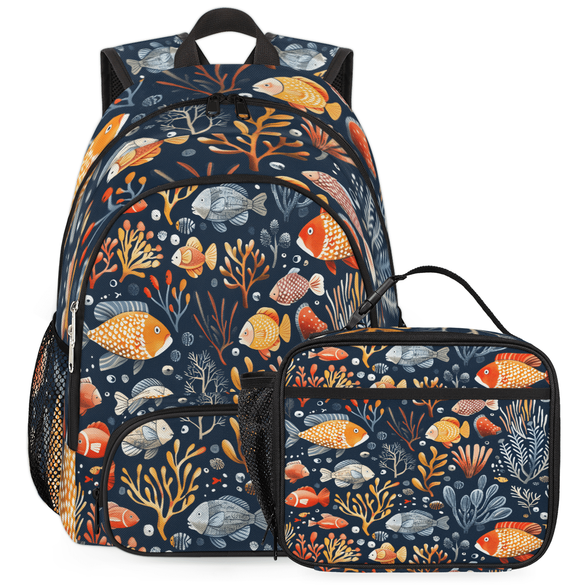 Herdesigns Nautical Coastal Backpack with Lunch Box Starfish Seashell ...