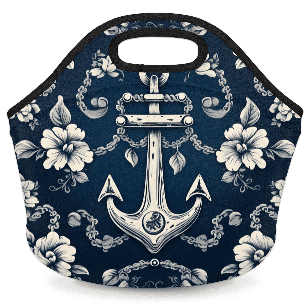 Herdesigns Navy Blue Anchor Neoprene Lunch Bag, Vintage Nautical ...