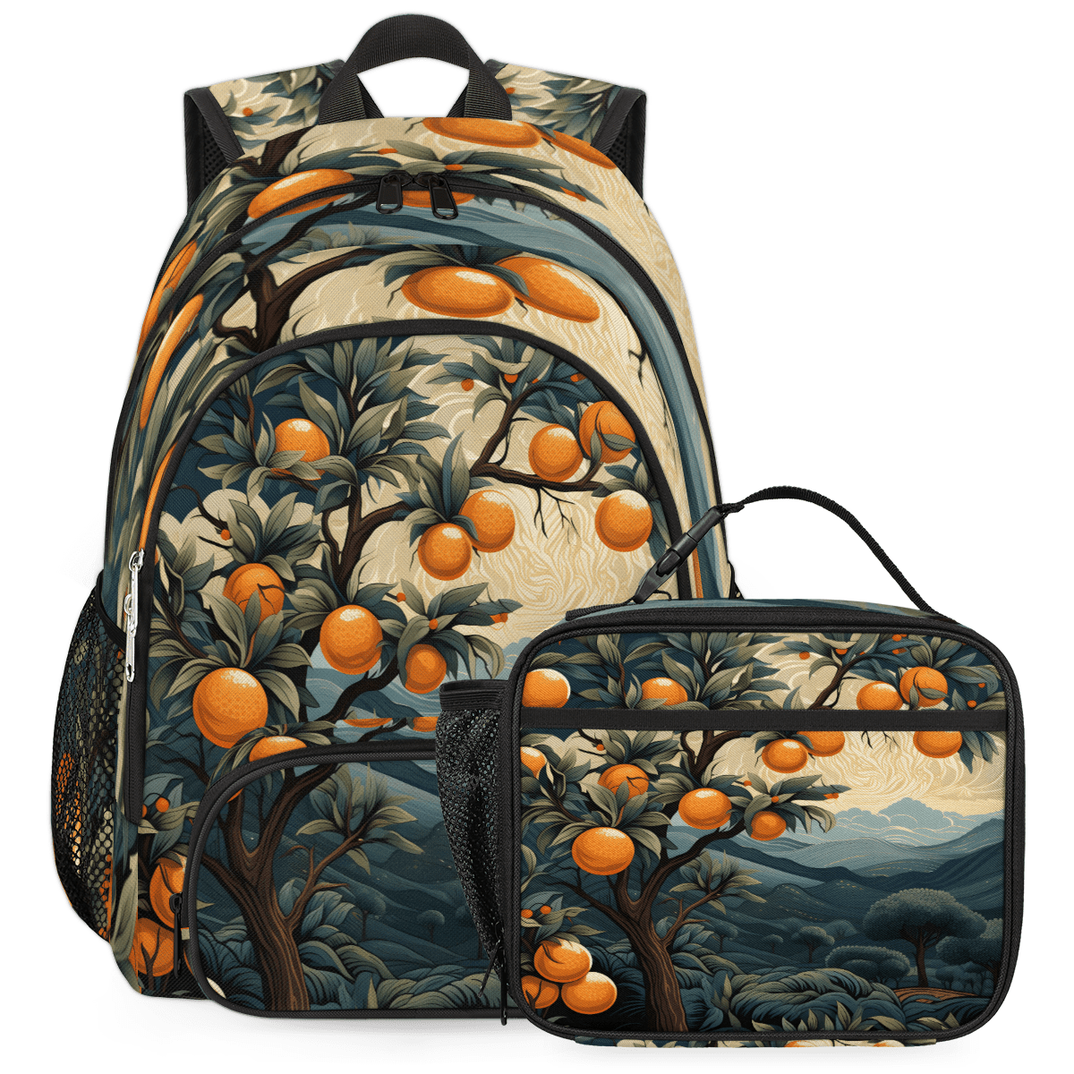 Herdesigns Orange Fruit Backpack with Lunch Box Orange Tree Lightweight ...