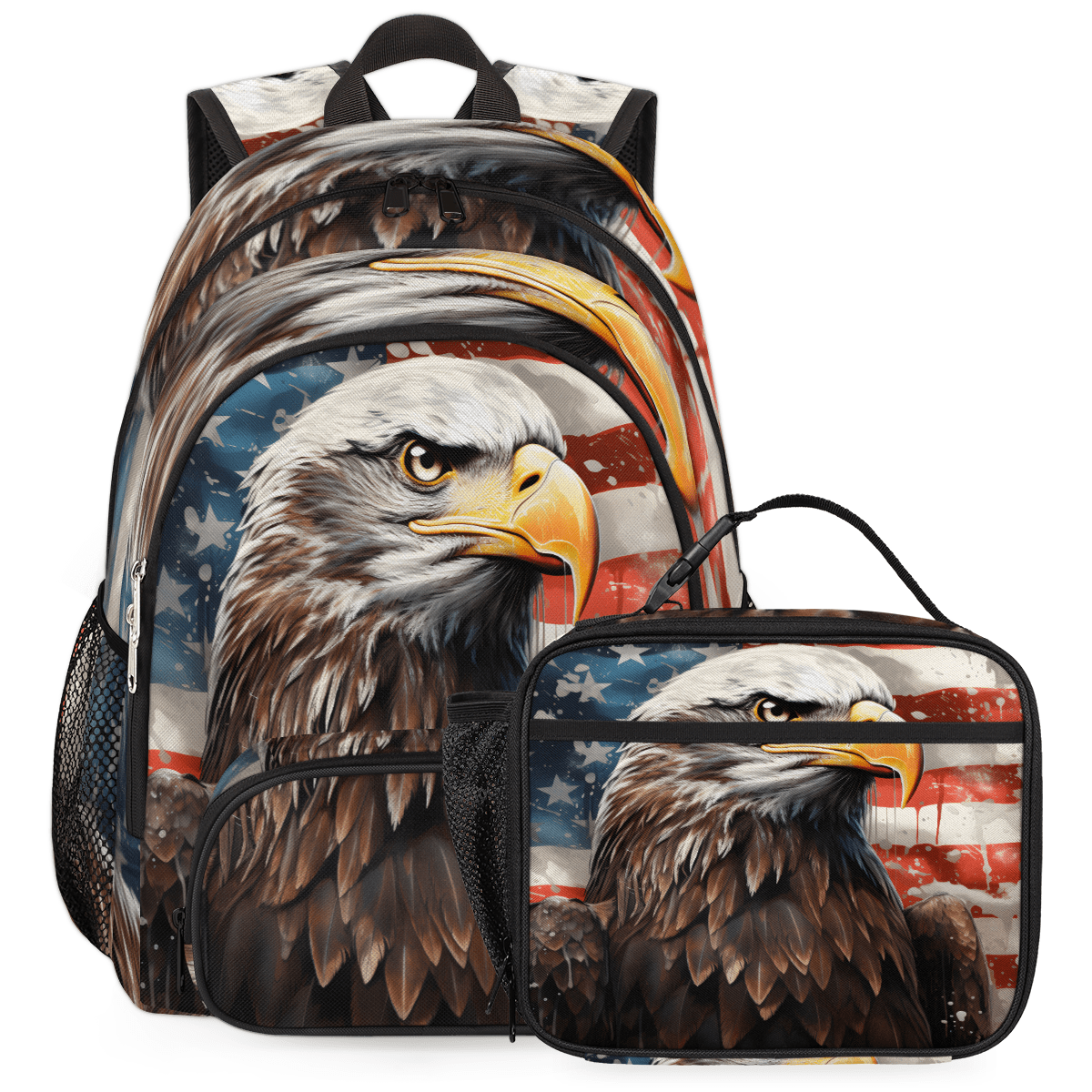 Herdesigns Patriotic Eagles Backpack with Lunch Box American Flag ...