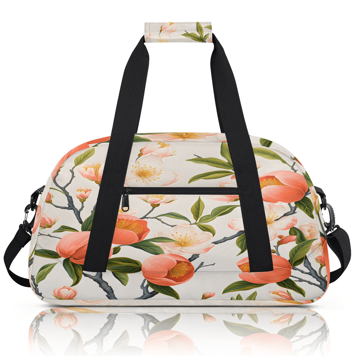 Herdesigns Peach Floral Sports Duffle Bag for Women & Men, Flower Gym ...