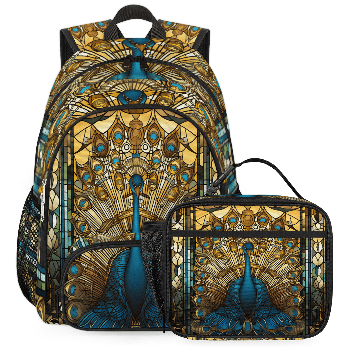 Herdesigns Peacock Bohemian Backpack with Lunch Box Vintage Theme ...