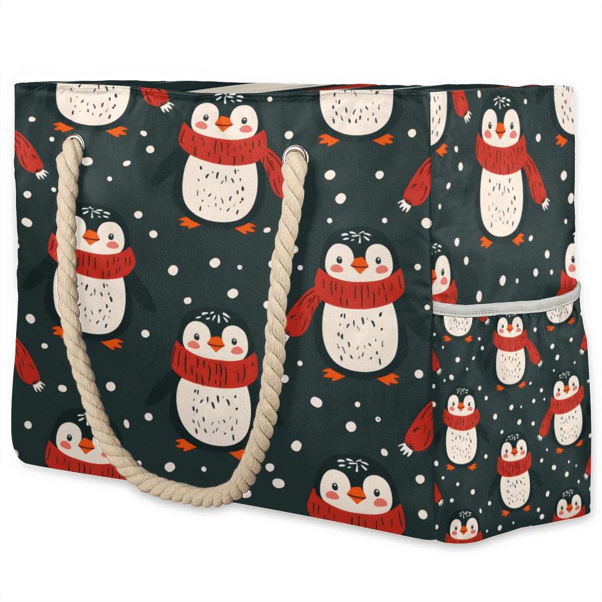 Herdesigns Penguin Tote Beach Bag for Women Ladies with Zipper Penguin ...