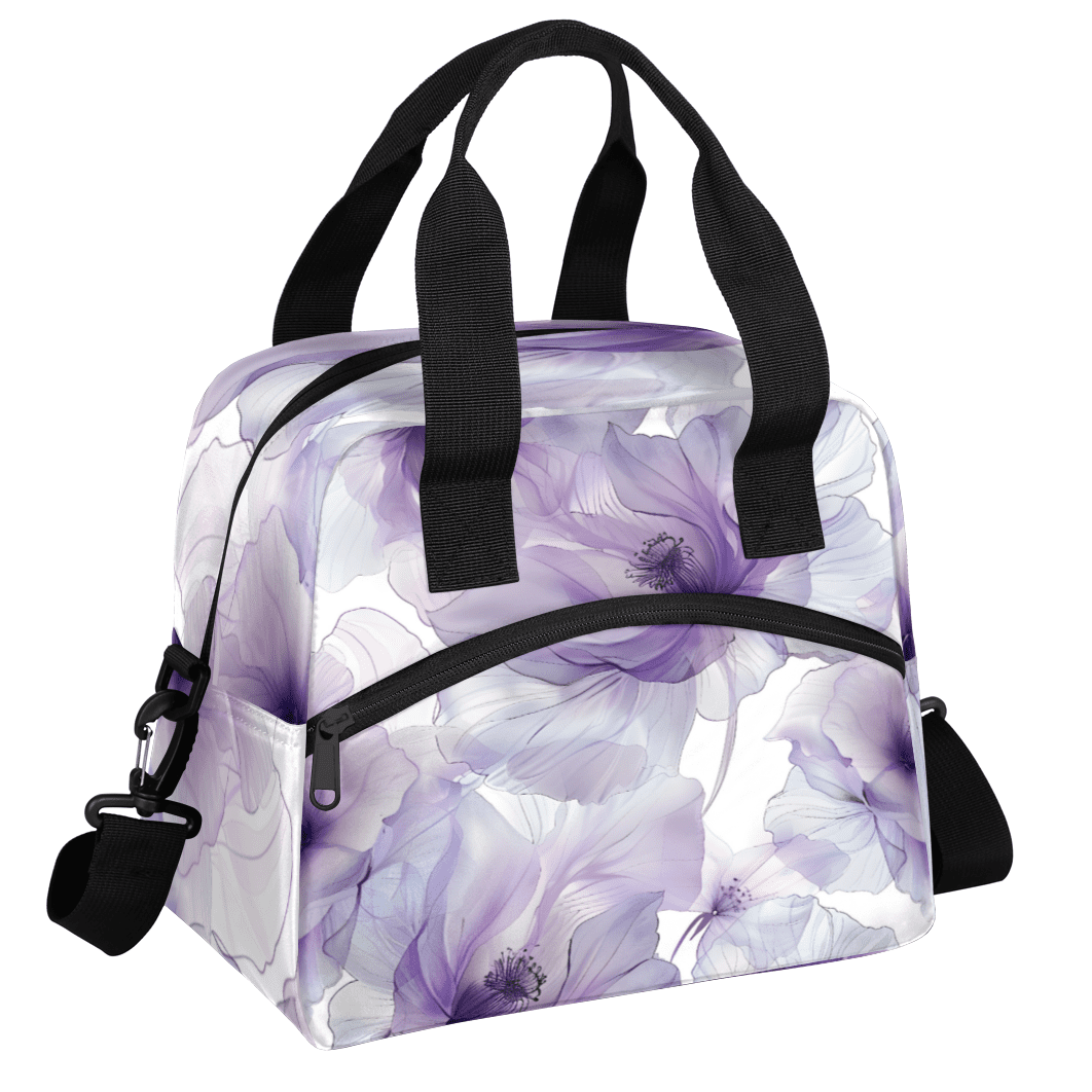 Herdesigns Purple Floral Insulated Lunch Bag for Women Men Adults Large ...