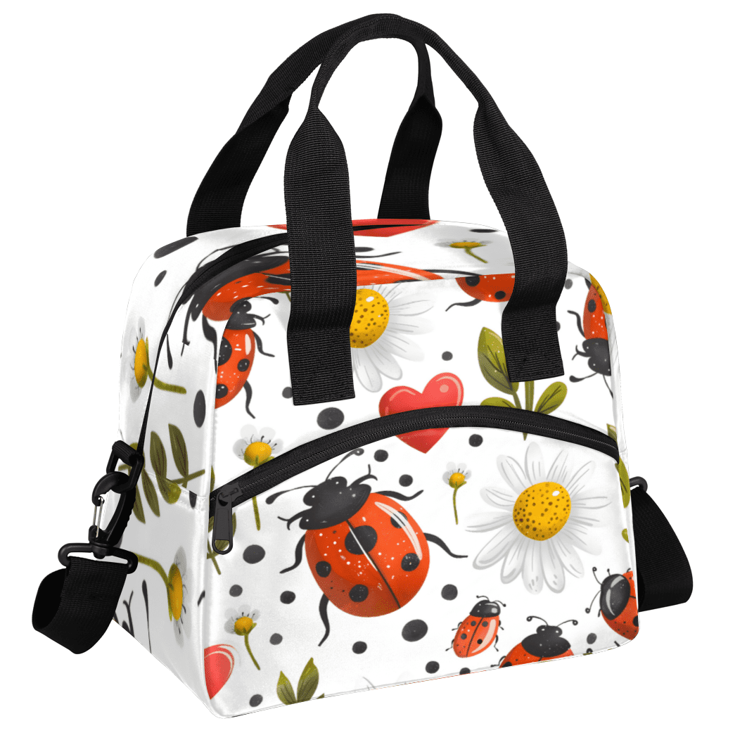 Herdesigns Red Ladybugs Insulated Lunch Bag for Women Men Adults Large ...
