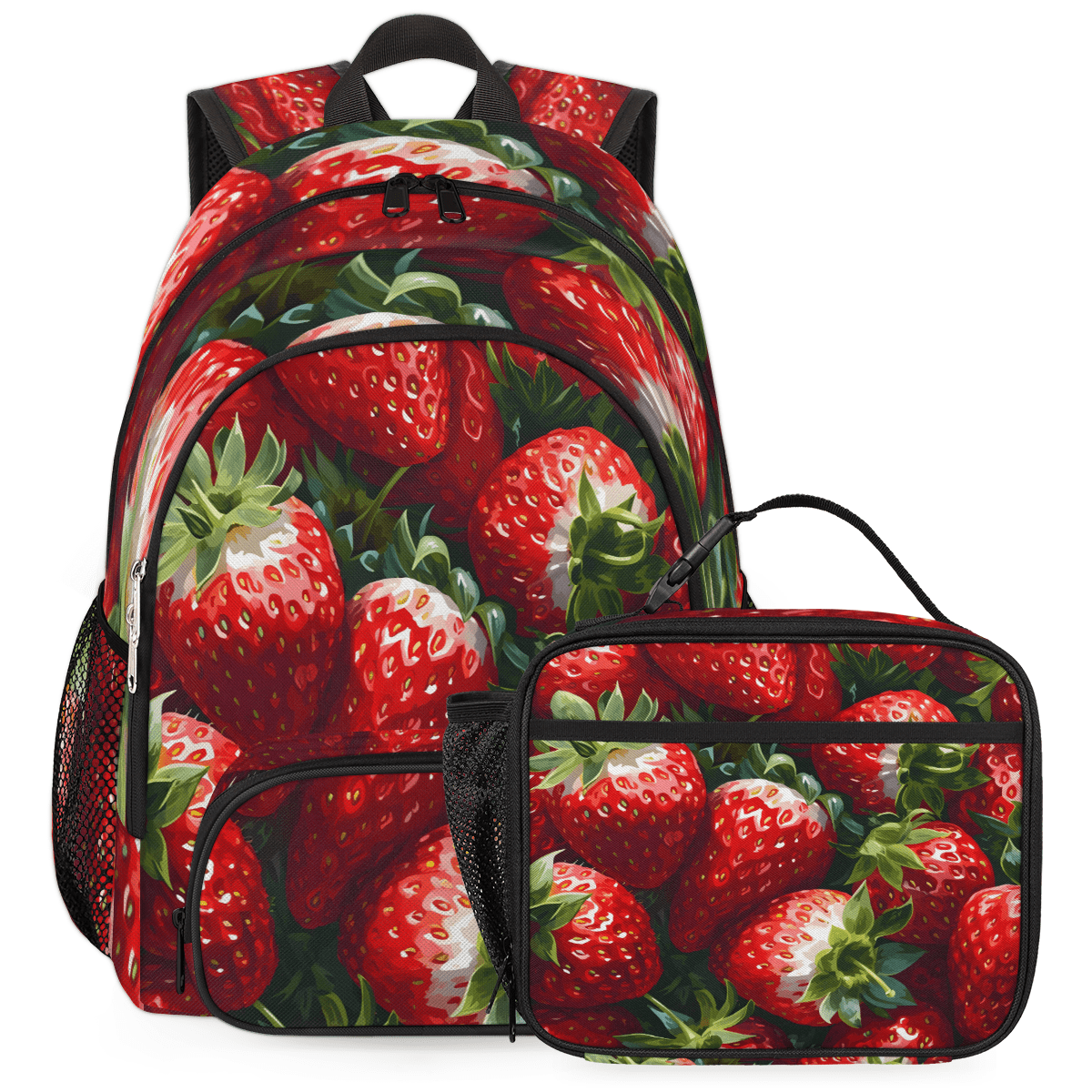 Herdesigns Red Strawberry Backpack with Lunch Box Cute Fruit Print ...