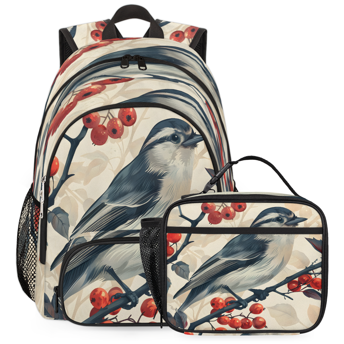 Herdesigns Rustic Bird Backpack with Lunch Box Vintage Bird Lightweight ...