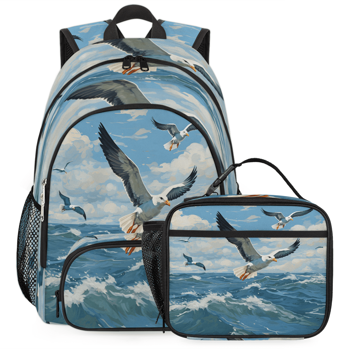 Herdesigns Seagull Backpack with Lunch Box Ocean Sea Bird Lightweight ...