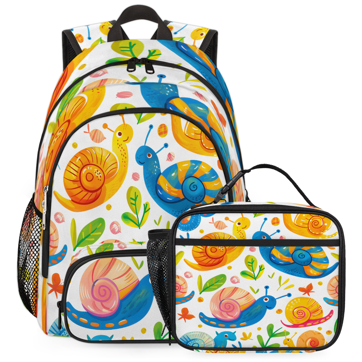 Herdesigns Snails Backpack with Lunch Box Cute Snails Lightweight Large ...