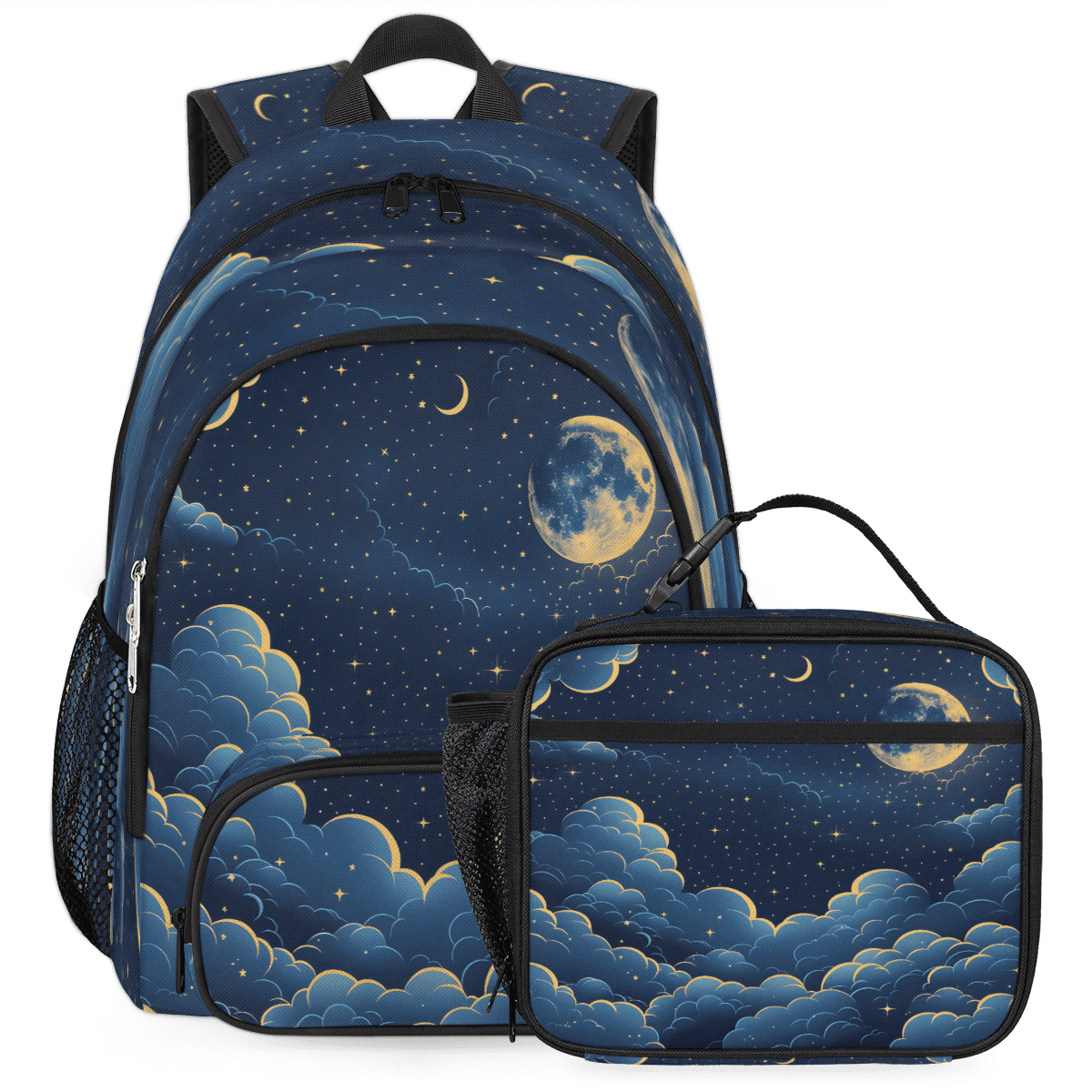 Herdesigns Space Galaxy Backpack with Lunch Box Moon Star Lightweight ...