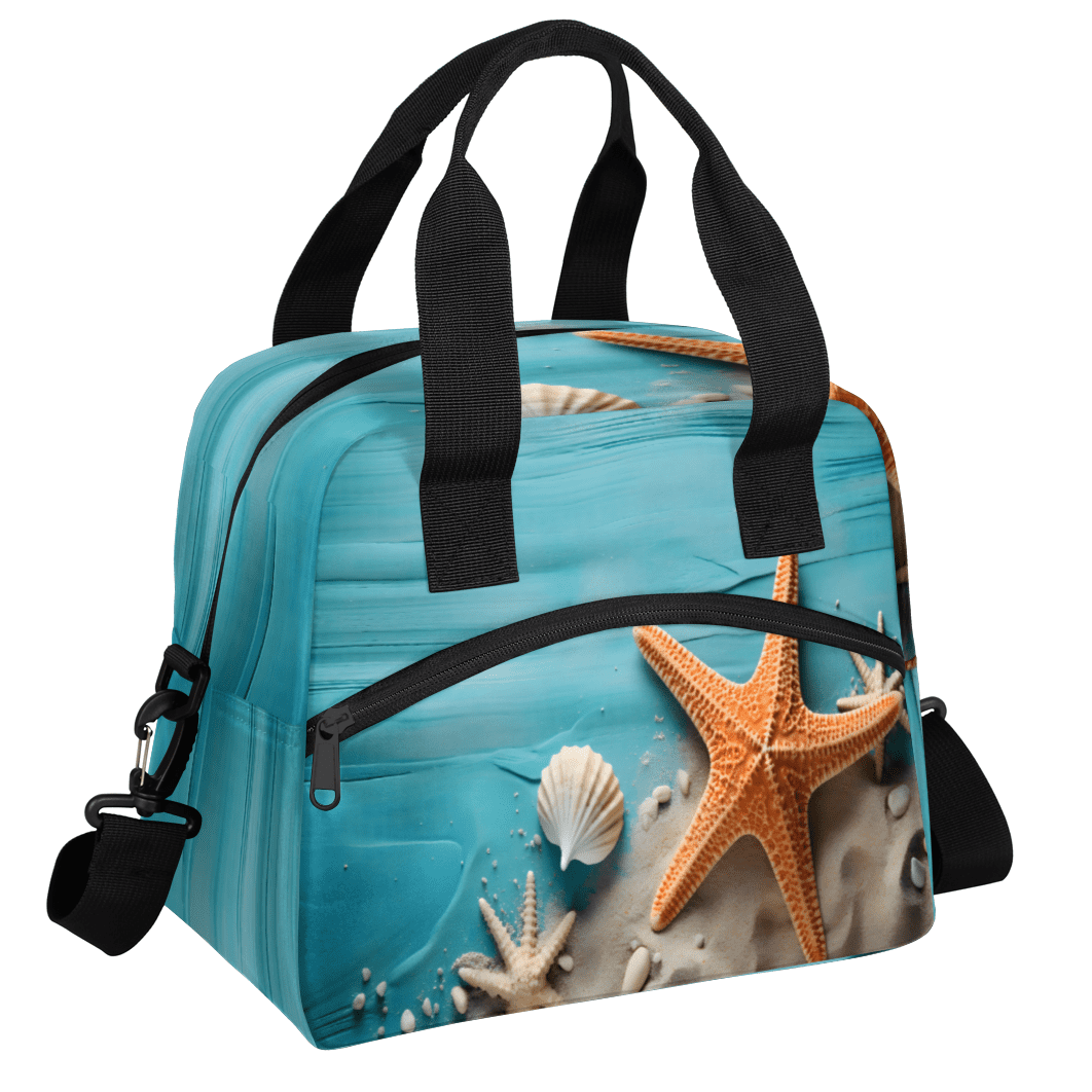 Herdesigns Starfish Seashell Coral Beach Themed Insulated Lunch Bag for ...