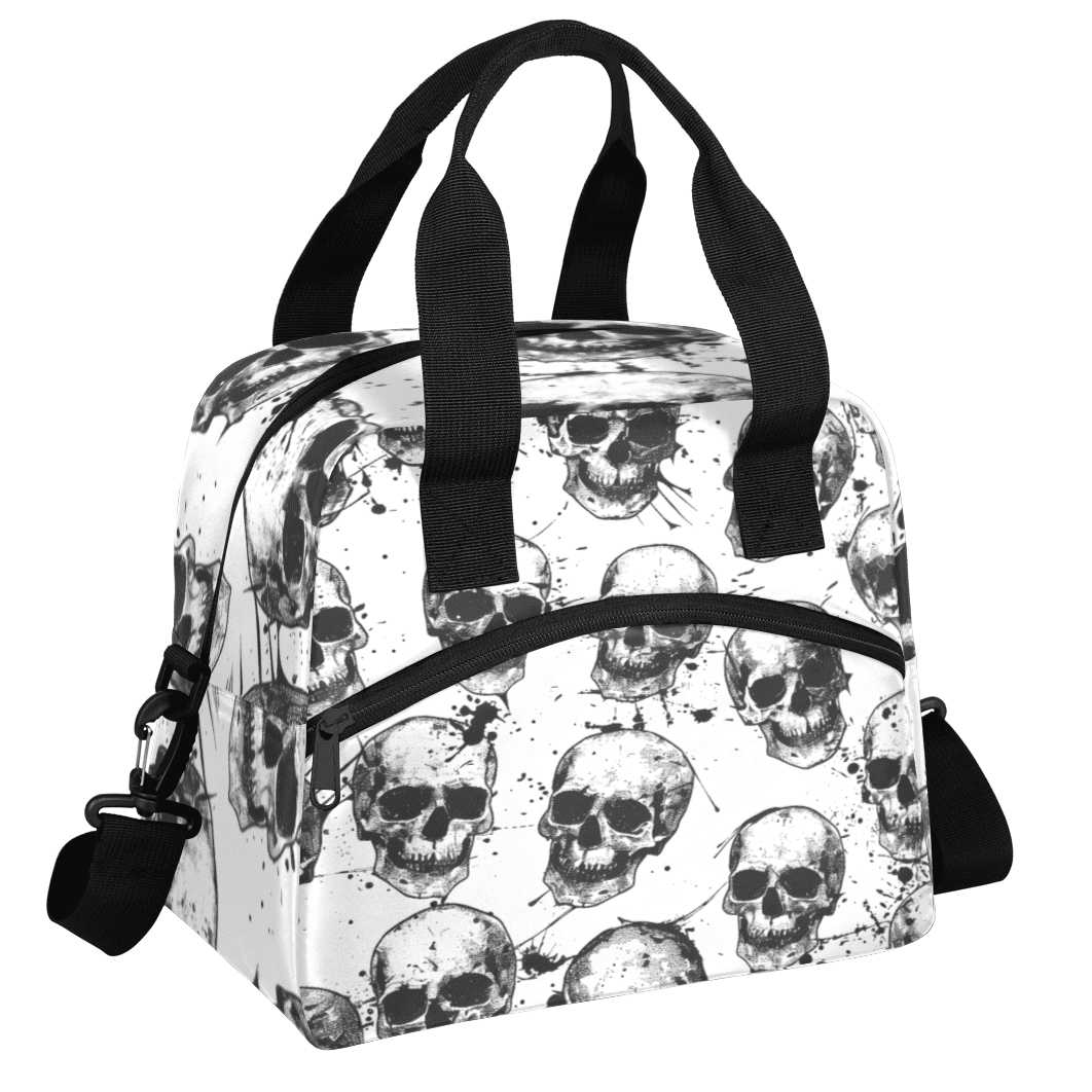 Herdesigns Sugar Skeleton Black White Skull Insulated Lunch Bag for ...