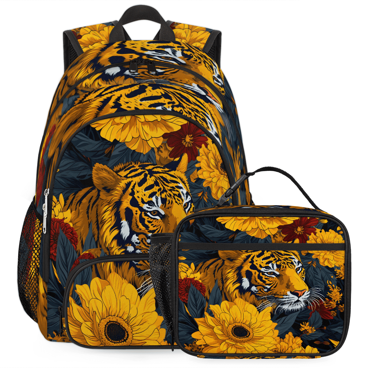 Herdesigns Tiger Backpack with Lunch Box Animal Safari Lightweight ...
