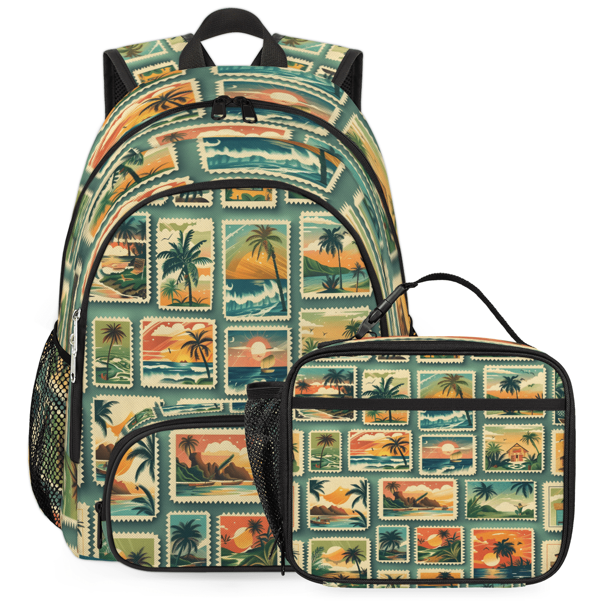 Herdesigns Tropical Beach Palm Tree Backpack with Lunch Box Summer ...