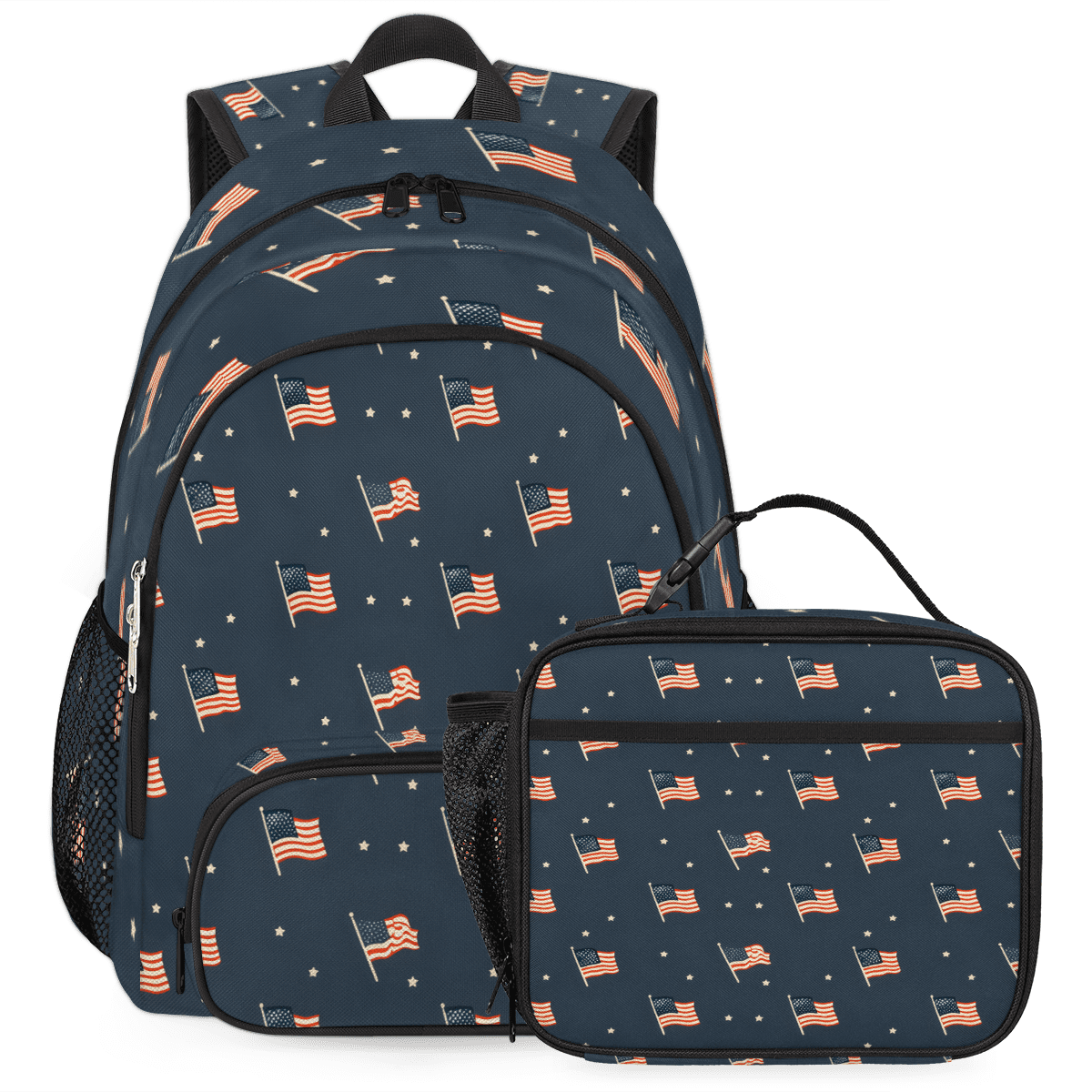 Herdesigns United States American Flag Backpack with Lunch Box 4th of ...