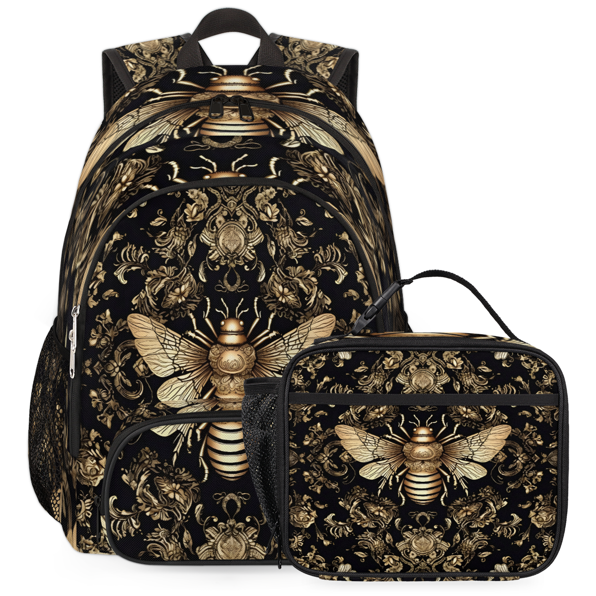 Herdesigns Vintage Bee Backpack with Lunch Box Retro Bee Lightweight ...
