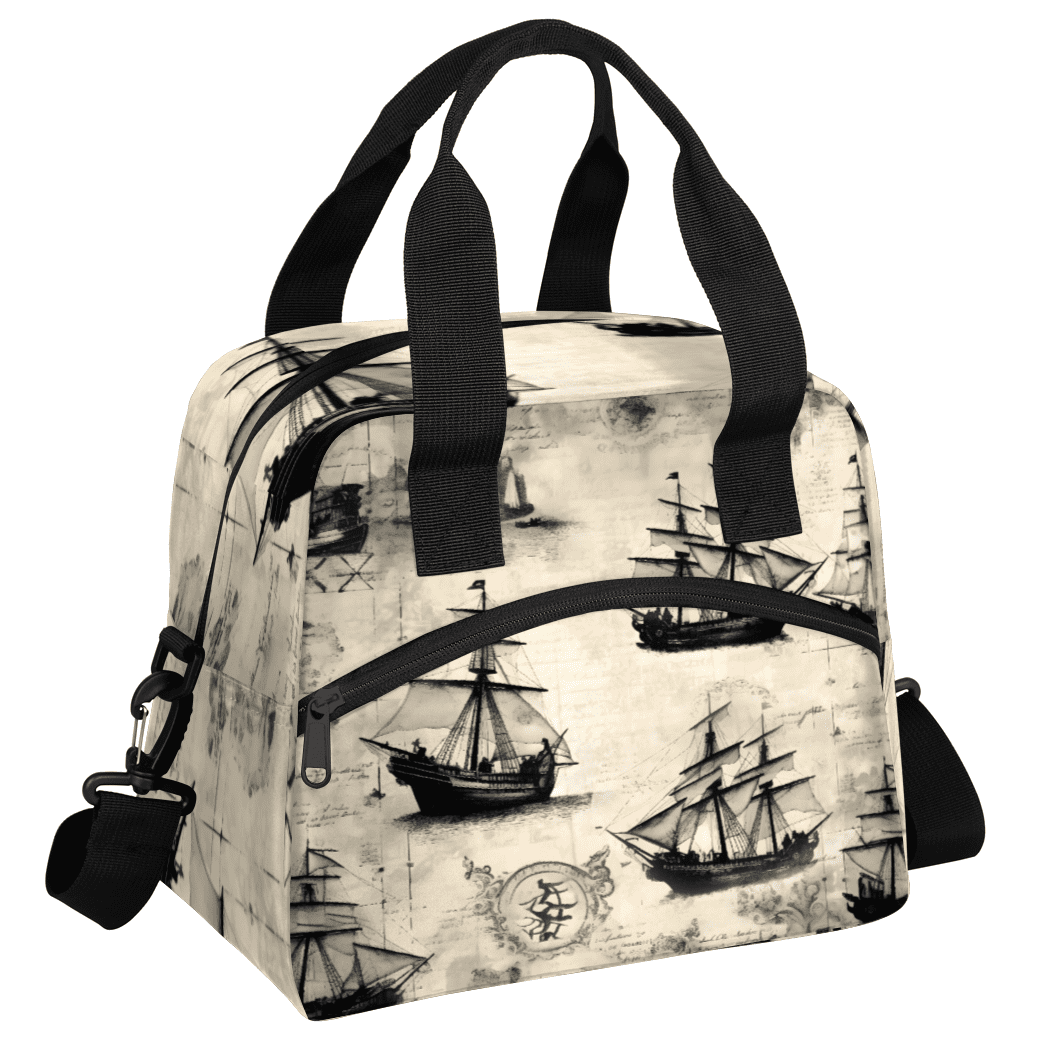 Herdesigns Vintage Pirate Ship Insulated Lunch Bag for Women Men Adults ...
