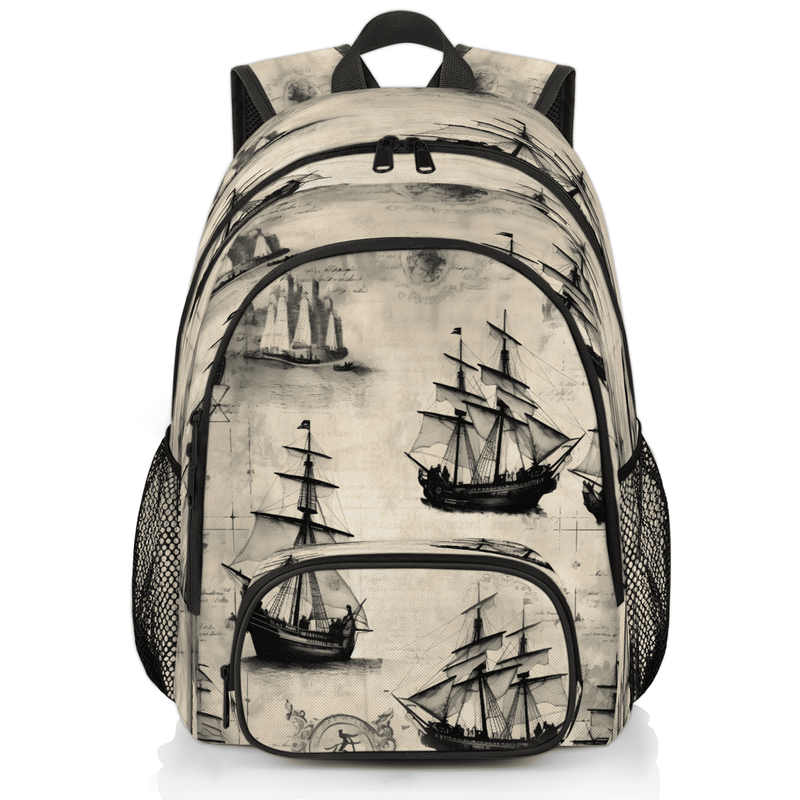 Herdesigns Vintage Pirate Ship Laptop Backpack for Women Men, 18.3 Inch ...