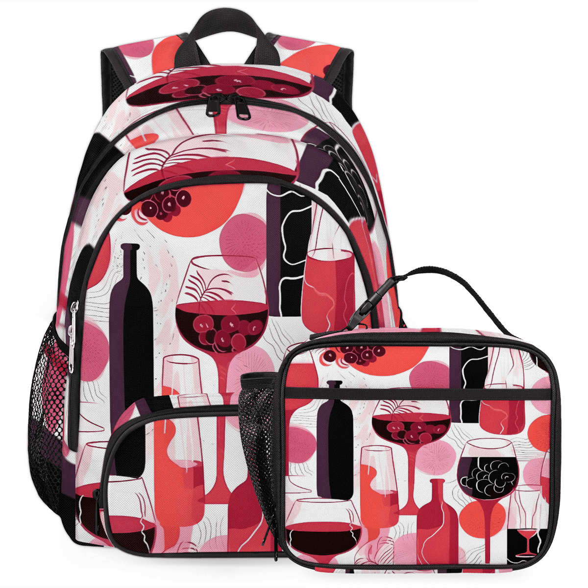 Herdesigns Wine Theme Backpack with Lunch Box Grape Wine Design ...