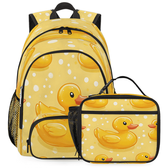 Herdesigns Yellow Duck Backpack with Lunch Box Polka Dots Lightweight ...